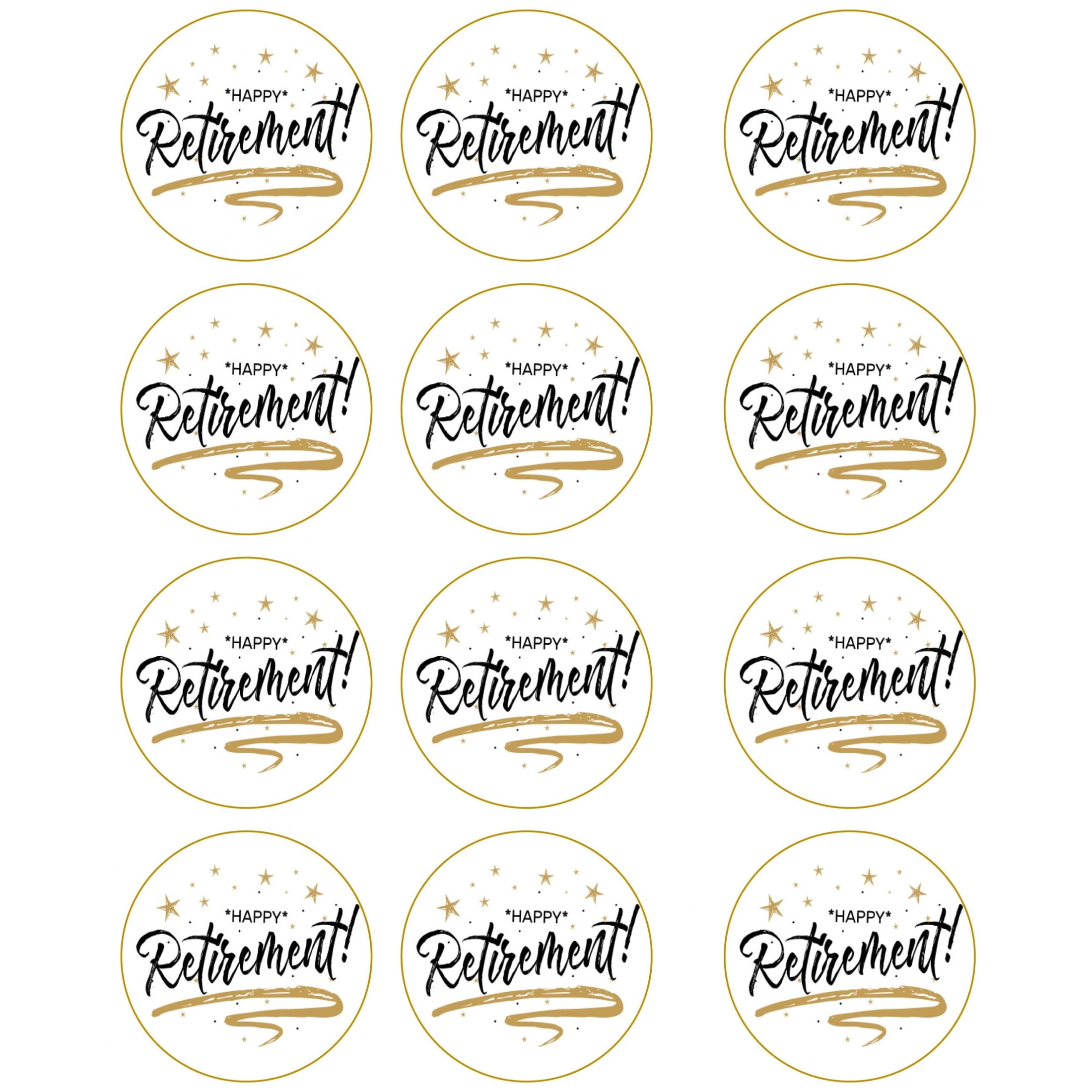 Ediblecaketopper Retirement Gold Scaled Edible Image Cupcake Cookie ...