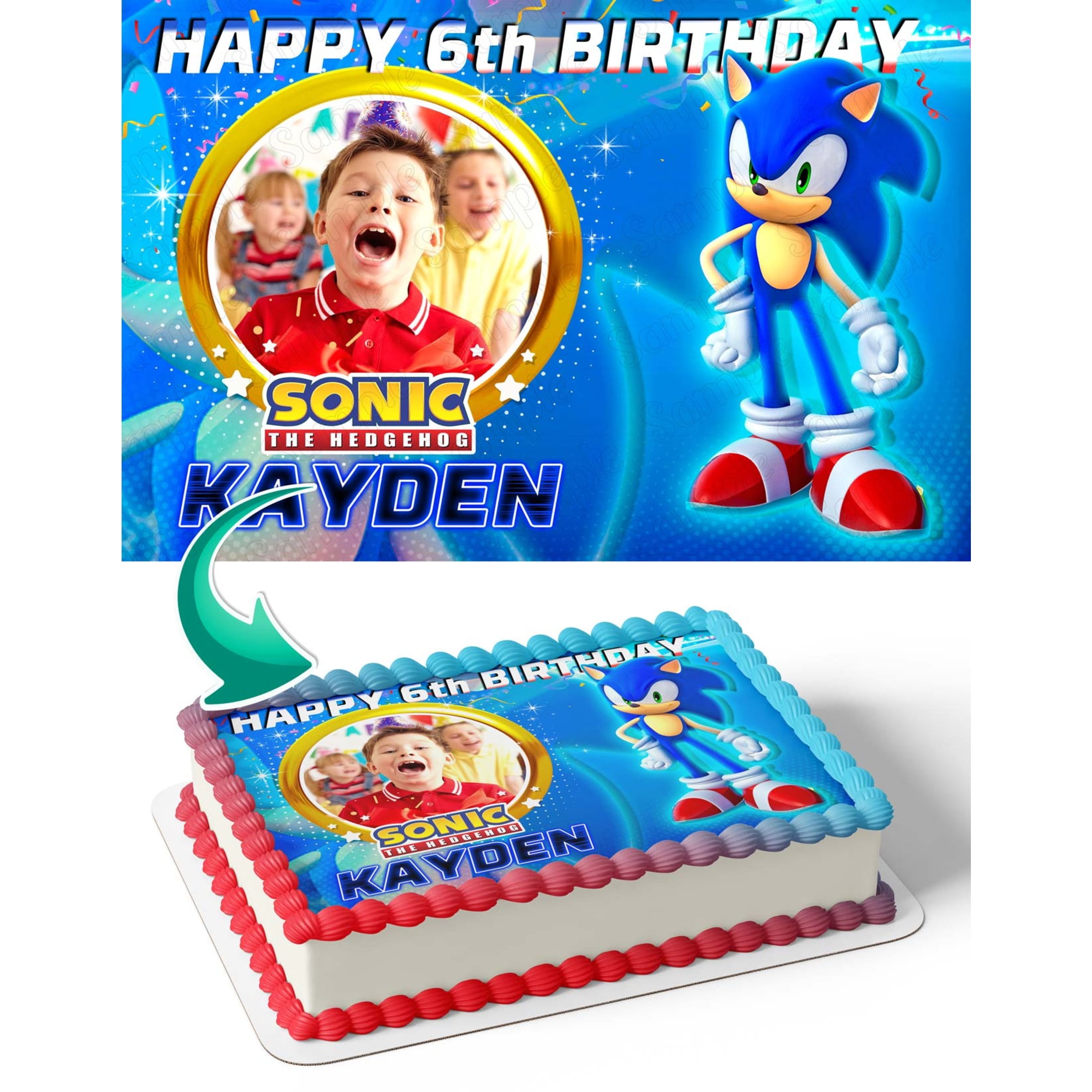 Ediblecaketopper Sonic Photo Frame Edible Cake Topper Image - 9x13 In ...