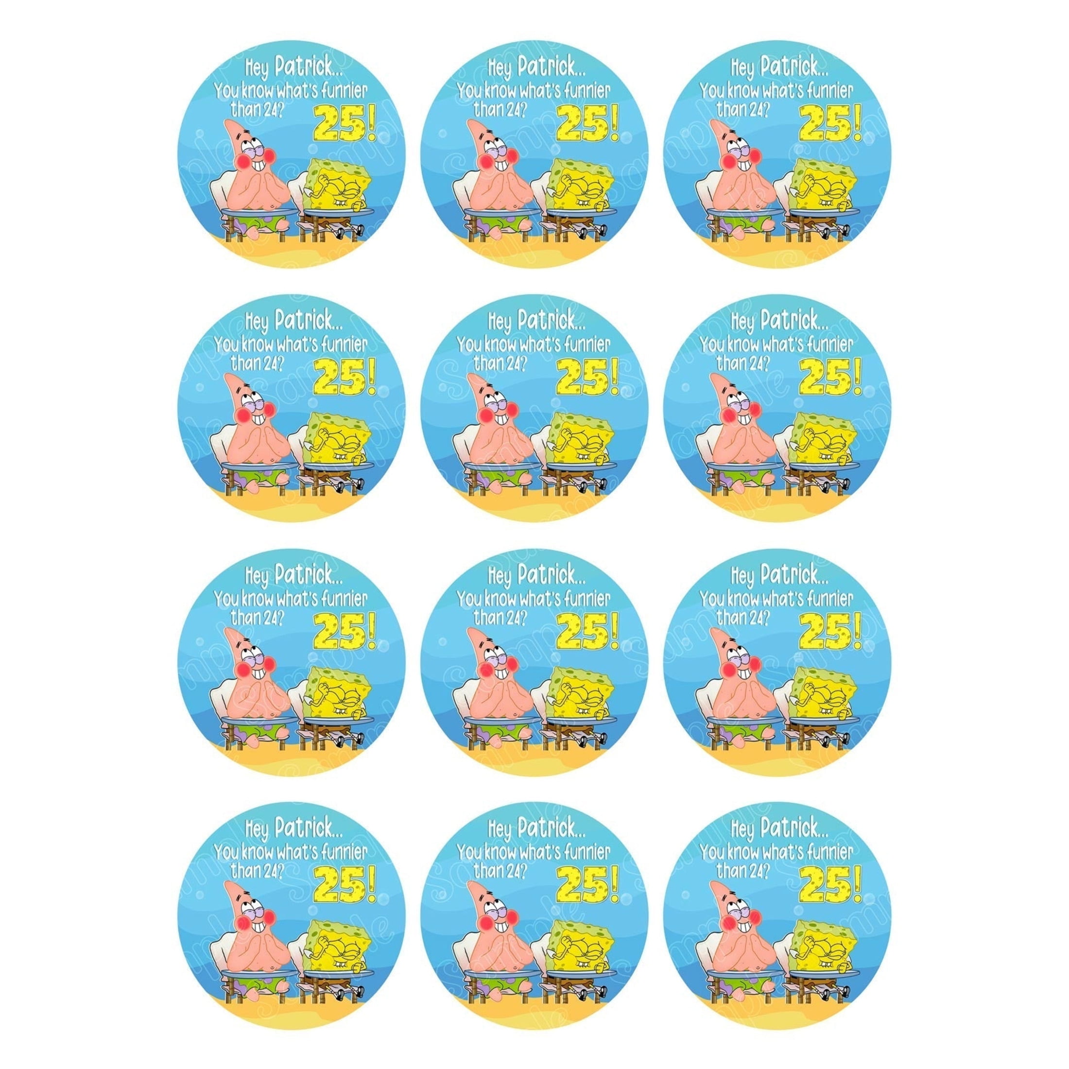 Ediblecaketopper Sponge Funnier 24 25 Cupcakes Edible Image Cupcake ...