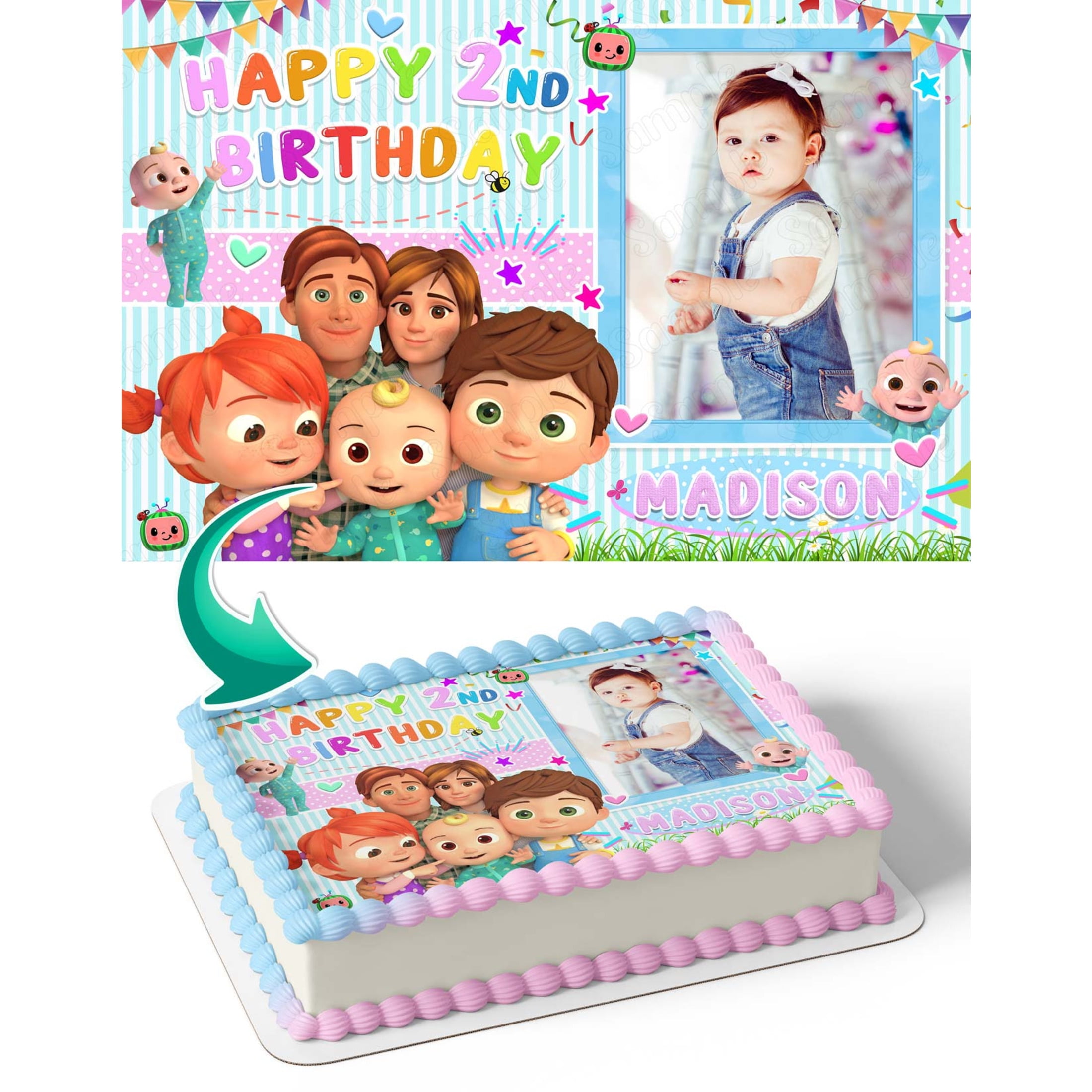 Ediblecaketopper Watermelon Girls Pink Cute Photo Frame Edible Cake ...