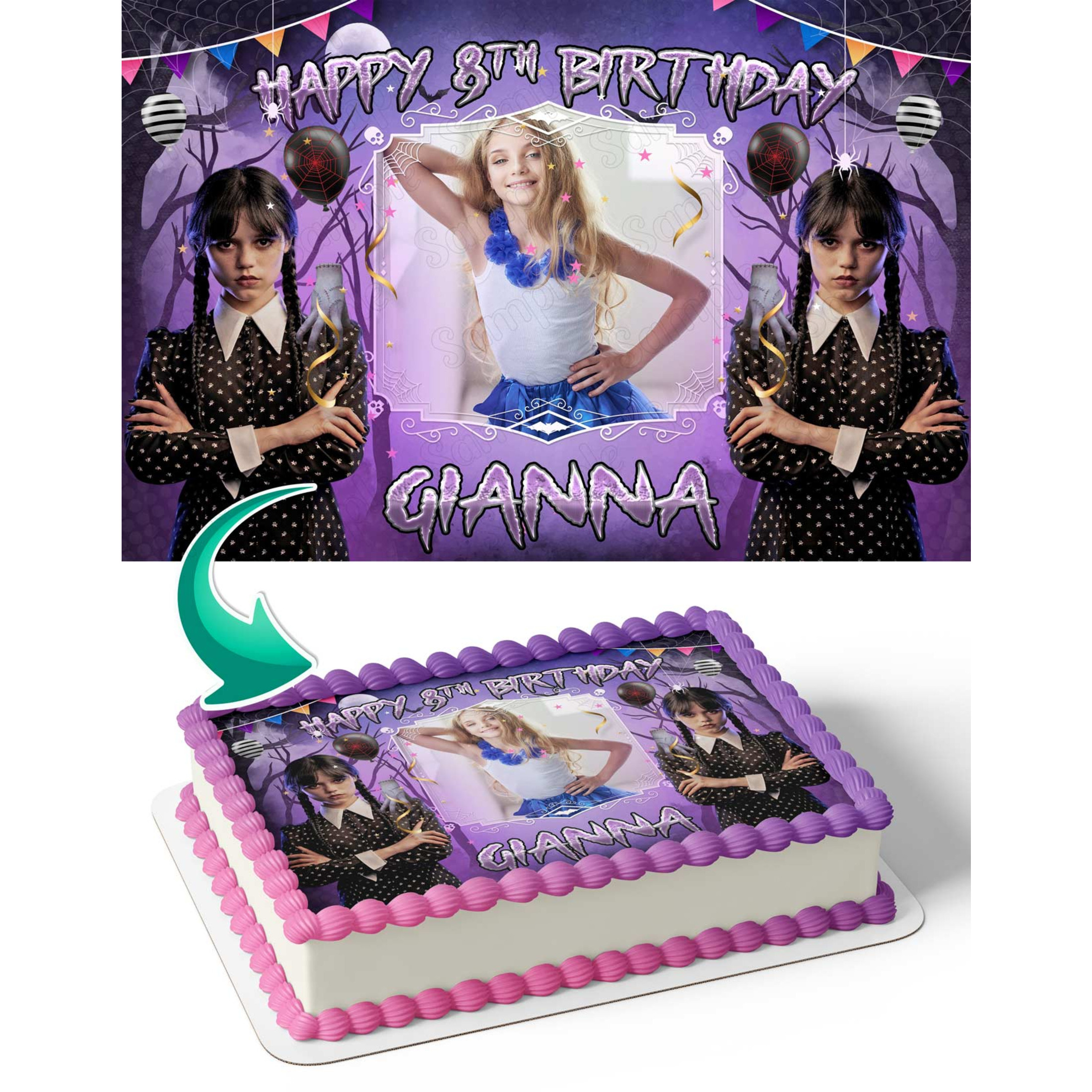 Ediblecaketopper Wednesday Adams Photo Frame Edible Cake Topper Image ...