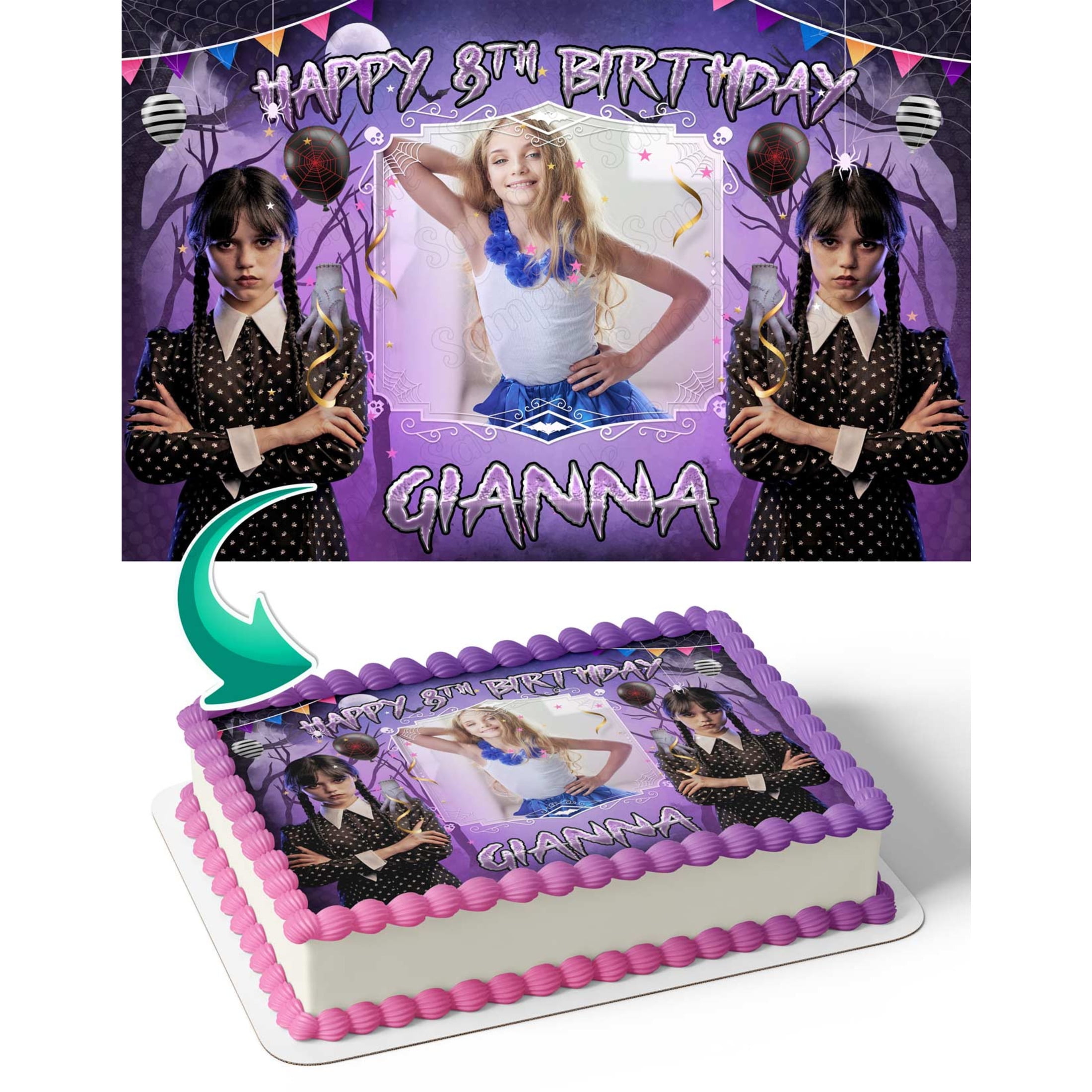 Ediblecaketopper Wednesday Adams Photo Frame Edible Cake Topper Image ...