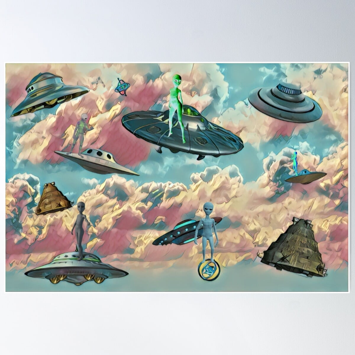Ediemagic Ufos & Aliens Poster Wall Art, Modern Wall Decor For Living ...