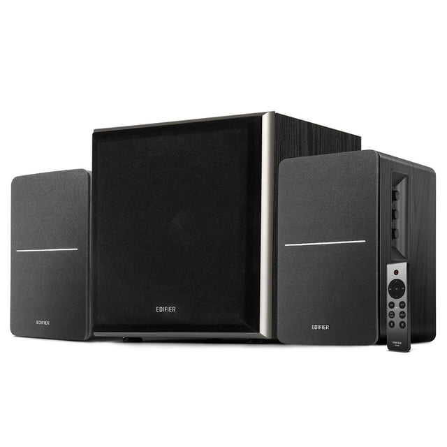 Edifier R1280DBs Active Bluetooth Bookshelf Speakers with T5 8-Inch Powered Subwoofer Bundle - 2 ...