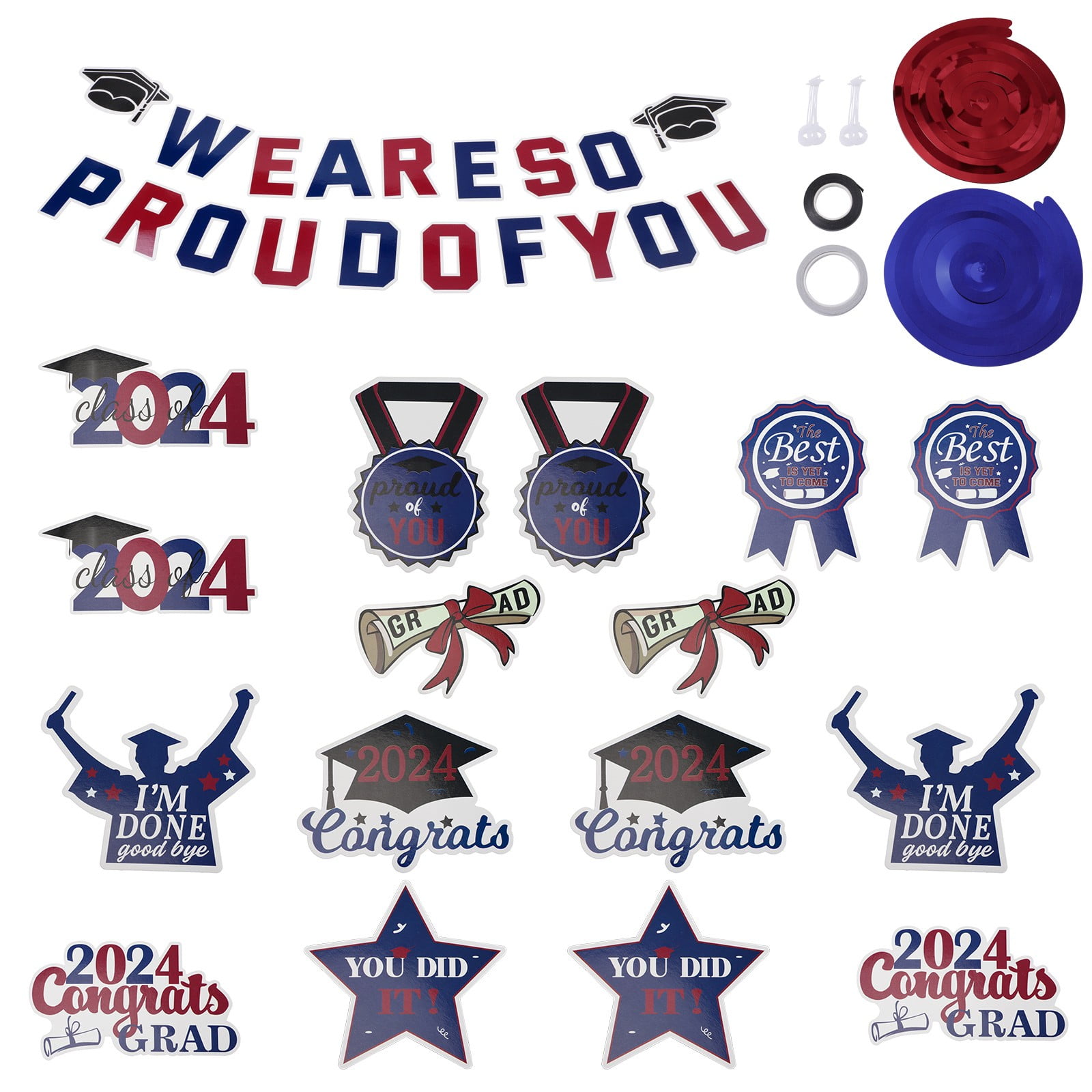 Edikesy Balloon Garland Kit,2024 Blue Graduation Party Decorations We ...