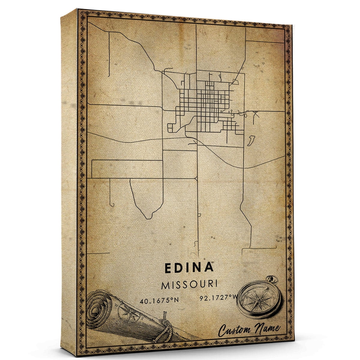 Edina Map Poster, Missouri Map Art Poster, Canvas, Edina Map City ...