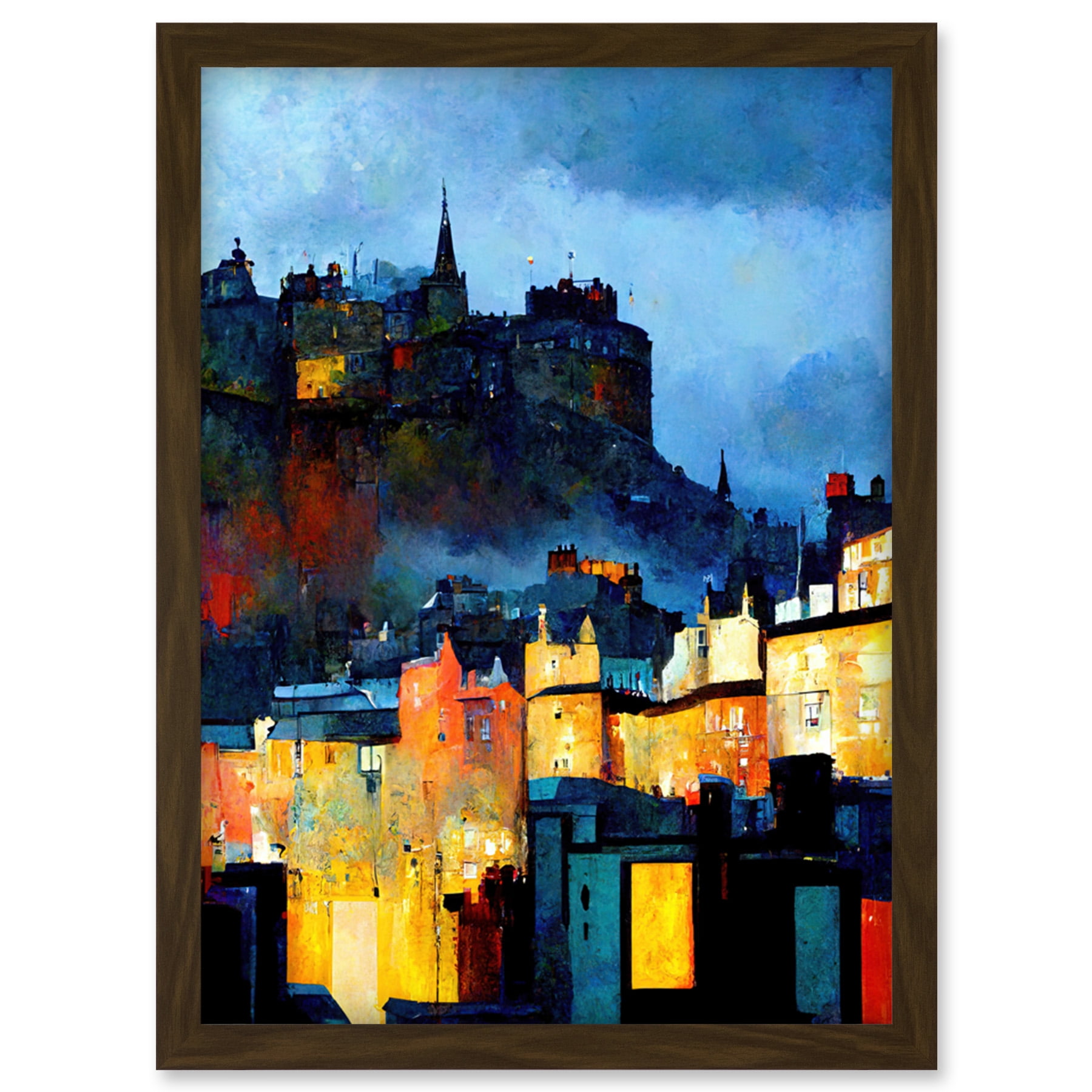 Edinburgh Castle From Grassmarket Cityscape Modern Artwork Framed Wall ...