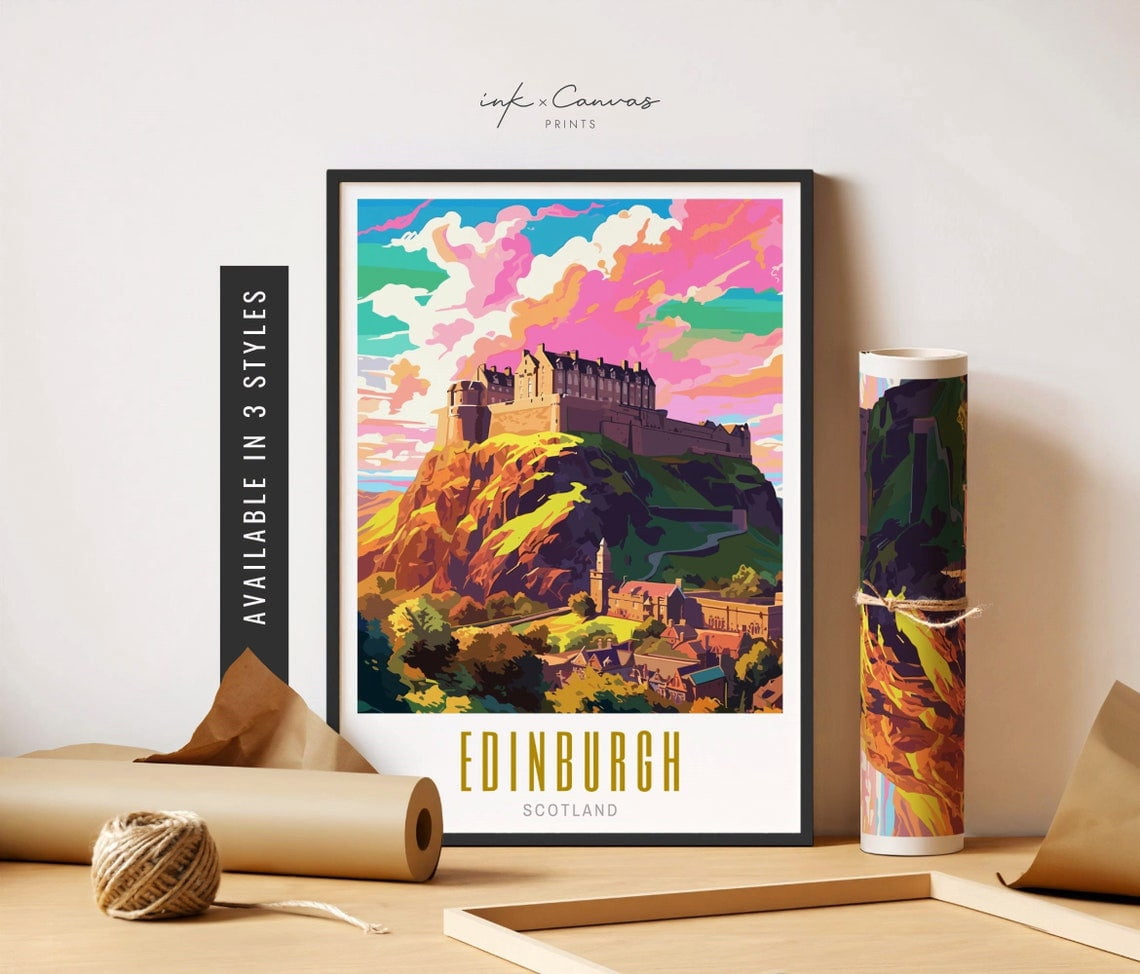 Edinburgh Castle Poster Edinburgh Scotland Poster Edinburgh Wall Art ...