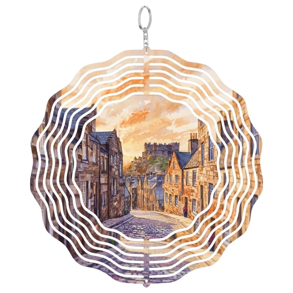 Edinburgh Castle Rock 3D Wind Spinner Metal Hanging Art Outdoor Patio ...