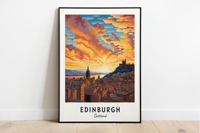 Edinburgh City Print - Scotland Travel Poster, Edinburgh Wall Art Gift ...