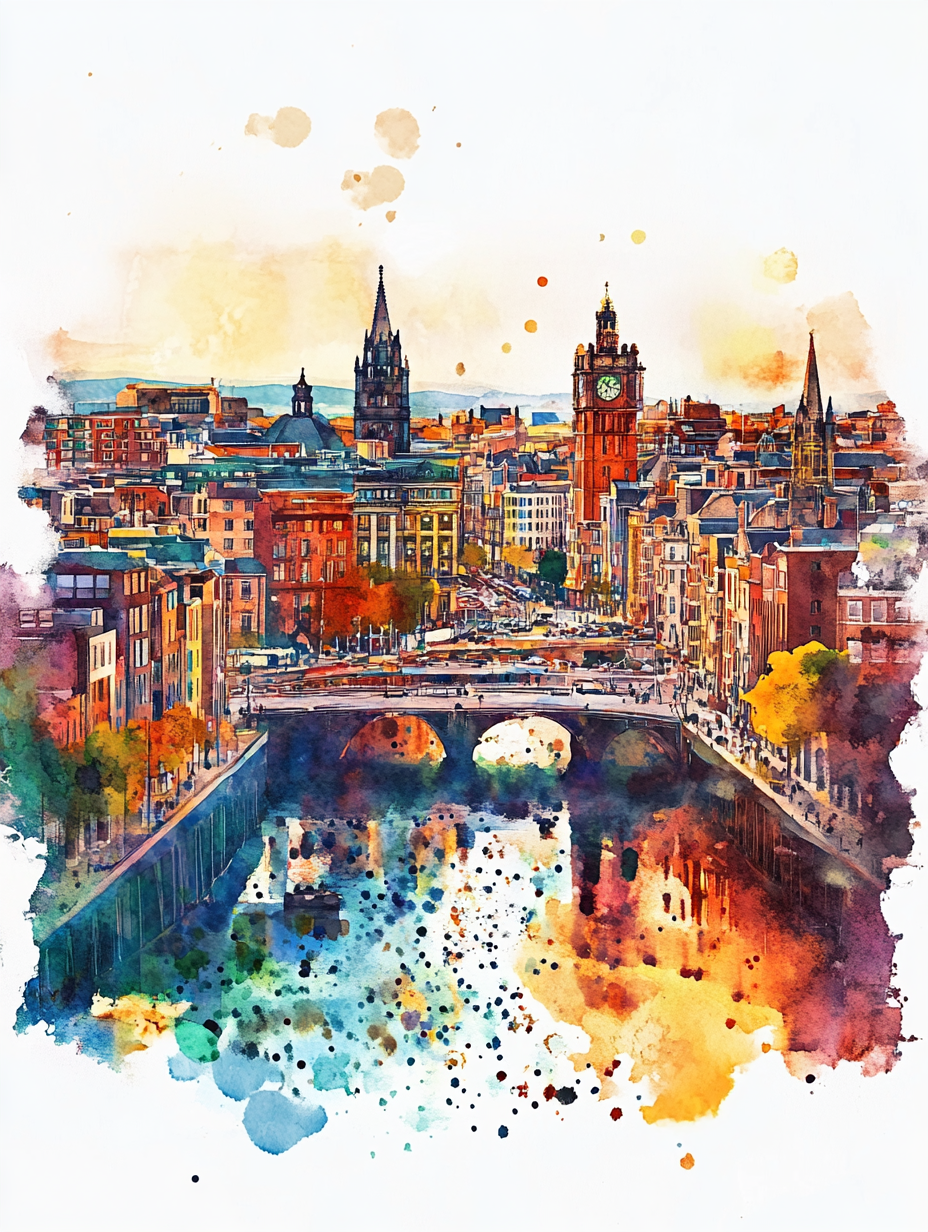 Edinburgh Cityscape Watercolor Painting/Canvas Print， Suitable for ...