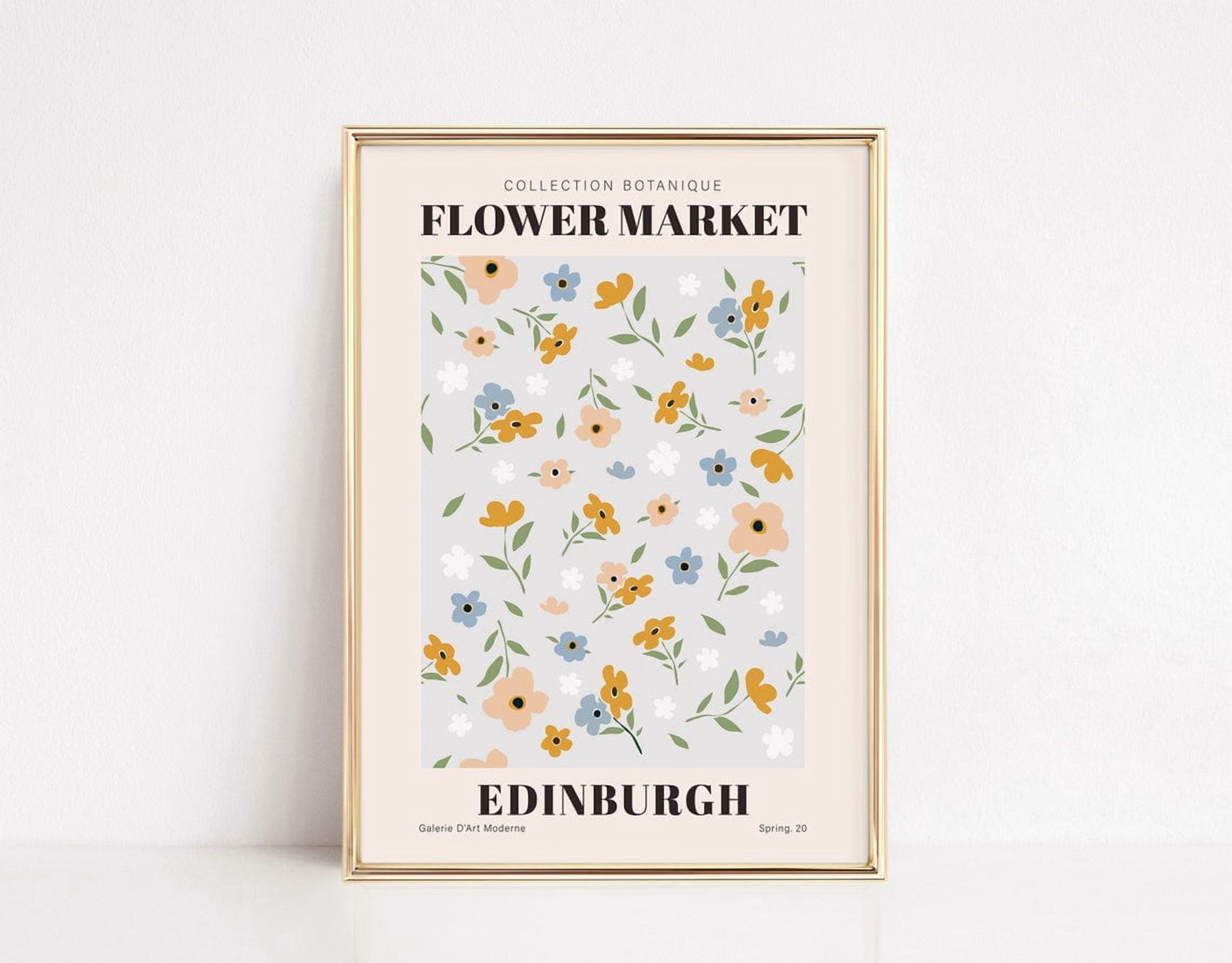 Edinburgh Flower Market Retro Floral Wall Art, Unframed Paper Print ...