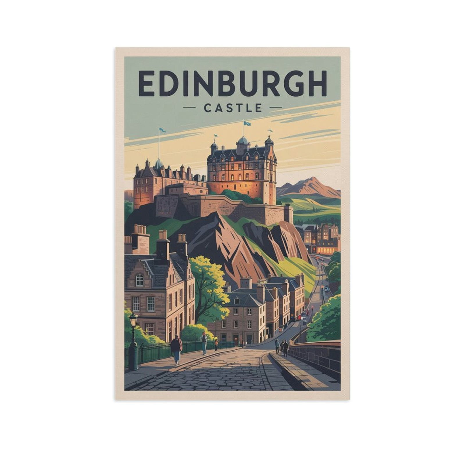 Edinburgh Retro Travel Poster Vintage Scottish City Tourism with Castle ...