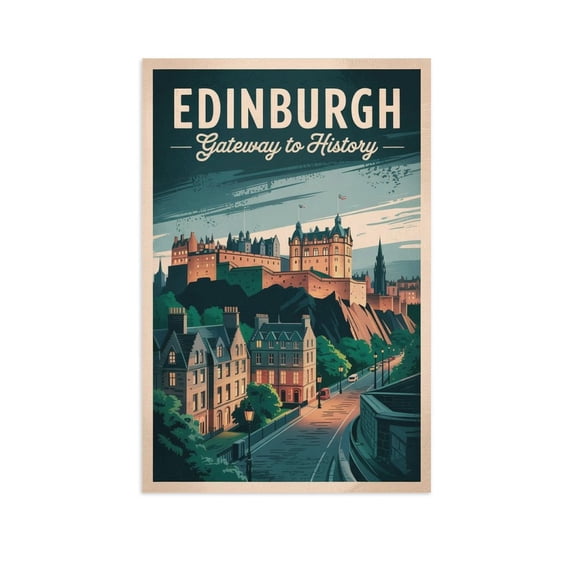 Edinburgh Retro Travel Poster Vintage Scottish City Tourism with ...