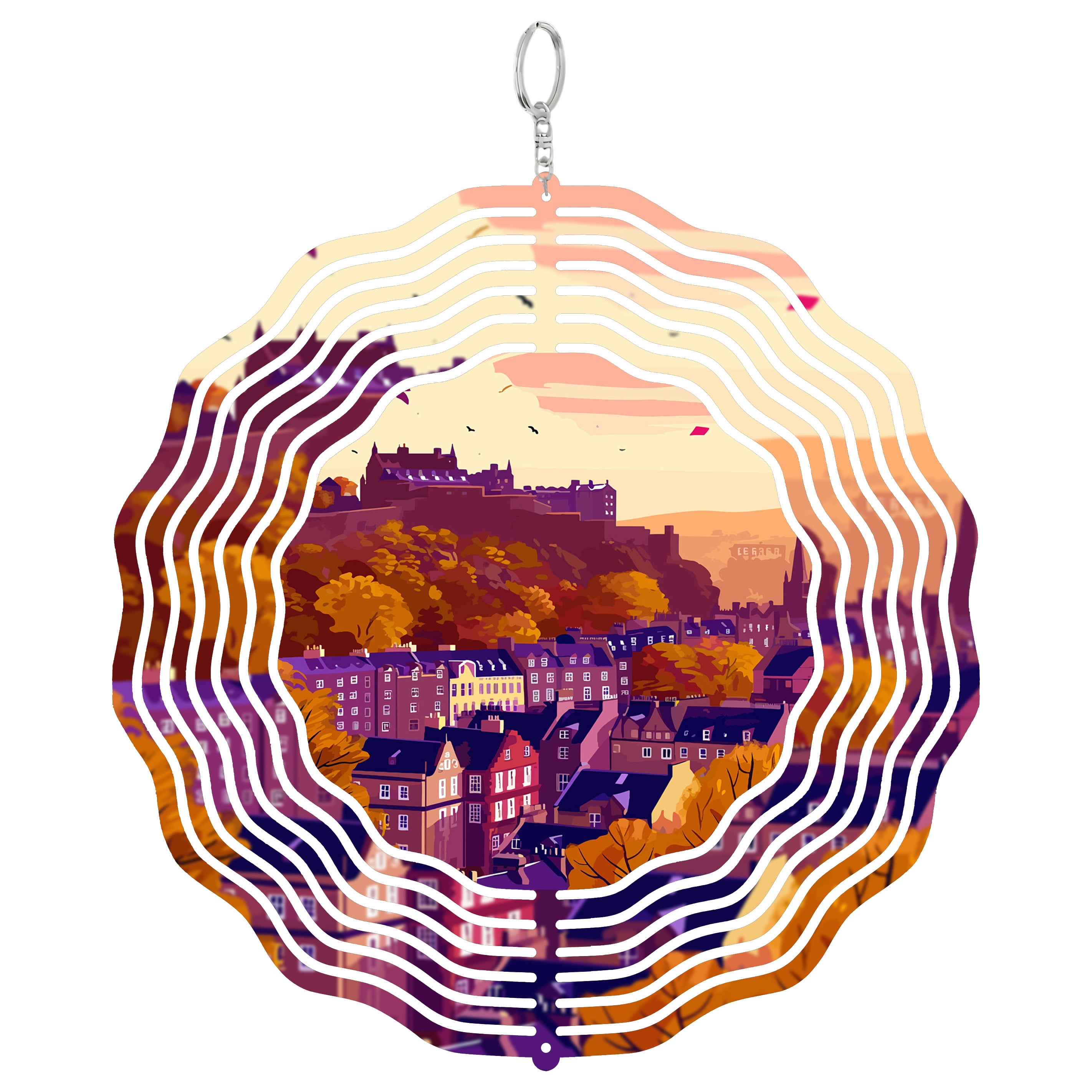 Edinburgh Scotland Castle City 3D Wind Spinner Kinetic Metal Ornament ...