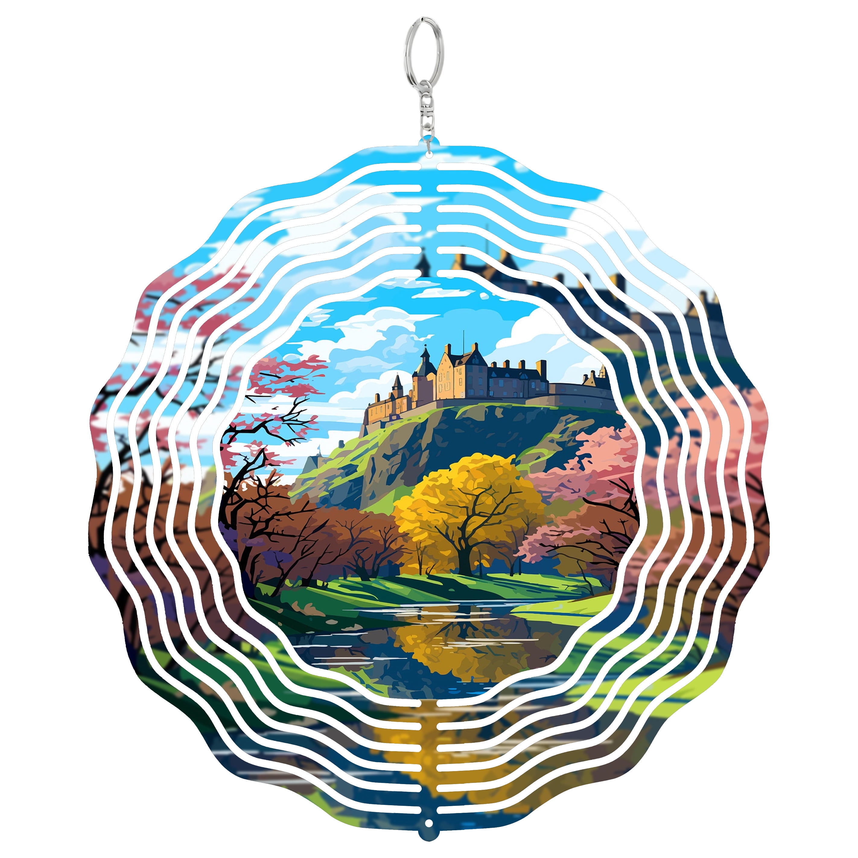 Edinburgh Skyline 3D Wind Spinner Metal Hanging Ornament Outdoor Decor ...