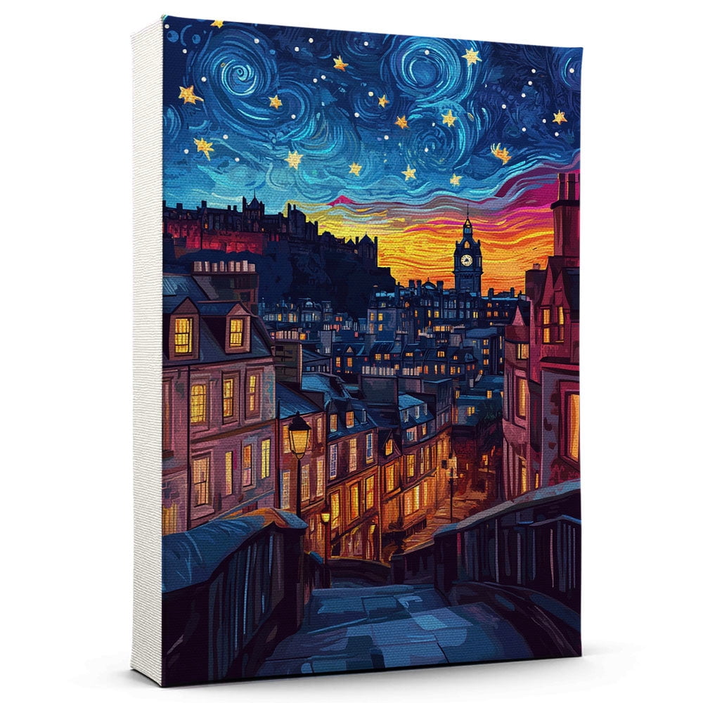 Edinburgh Travel Canvas Prints, Scotland Starry Night Travel decor ...