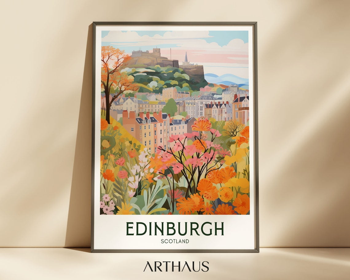 Edinburgh Travel Poster Edinburgh Castle Scotland Art Maximal Decor Mid ...