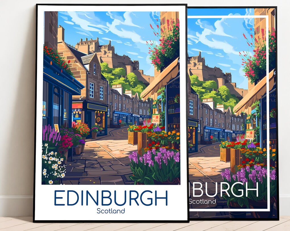 Edinburgh Travel Poster Edinburgh Poster Wall Art Scotland Vintage ...