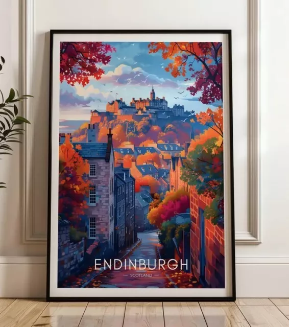 Edinburgh Travel Poster - Scotland Wall Art Print, Illustration Poster ...