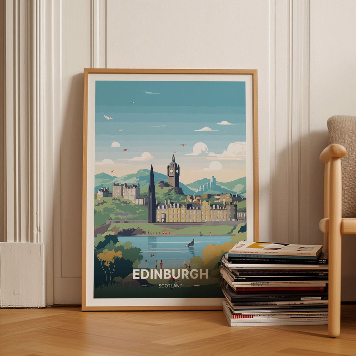 Edinburgh Travel Poster, Vintage Style Scotland Art, Edinburgh Castle ...