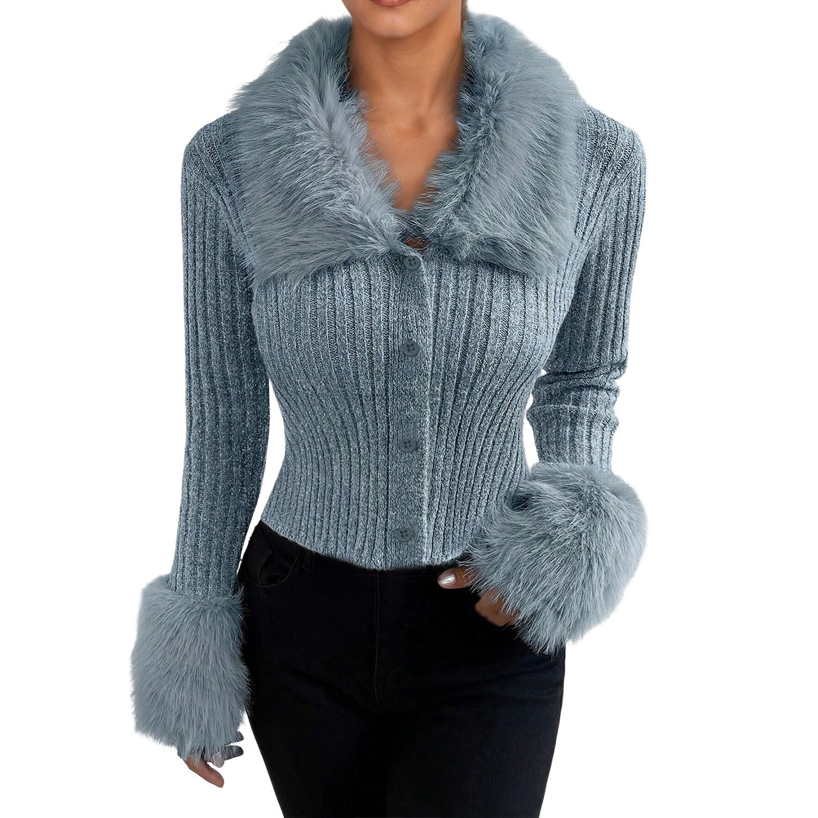 Ediodpoh Cardigans for Women with Collar Slim Fit Long Sleeve Open ...