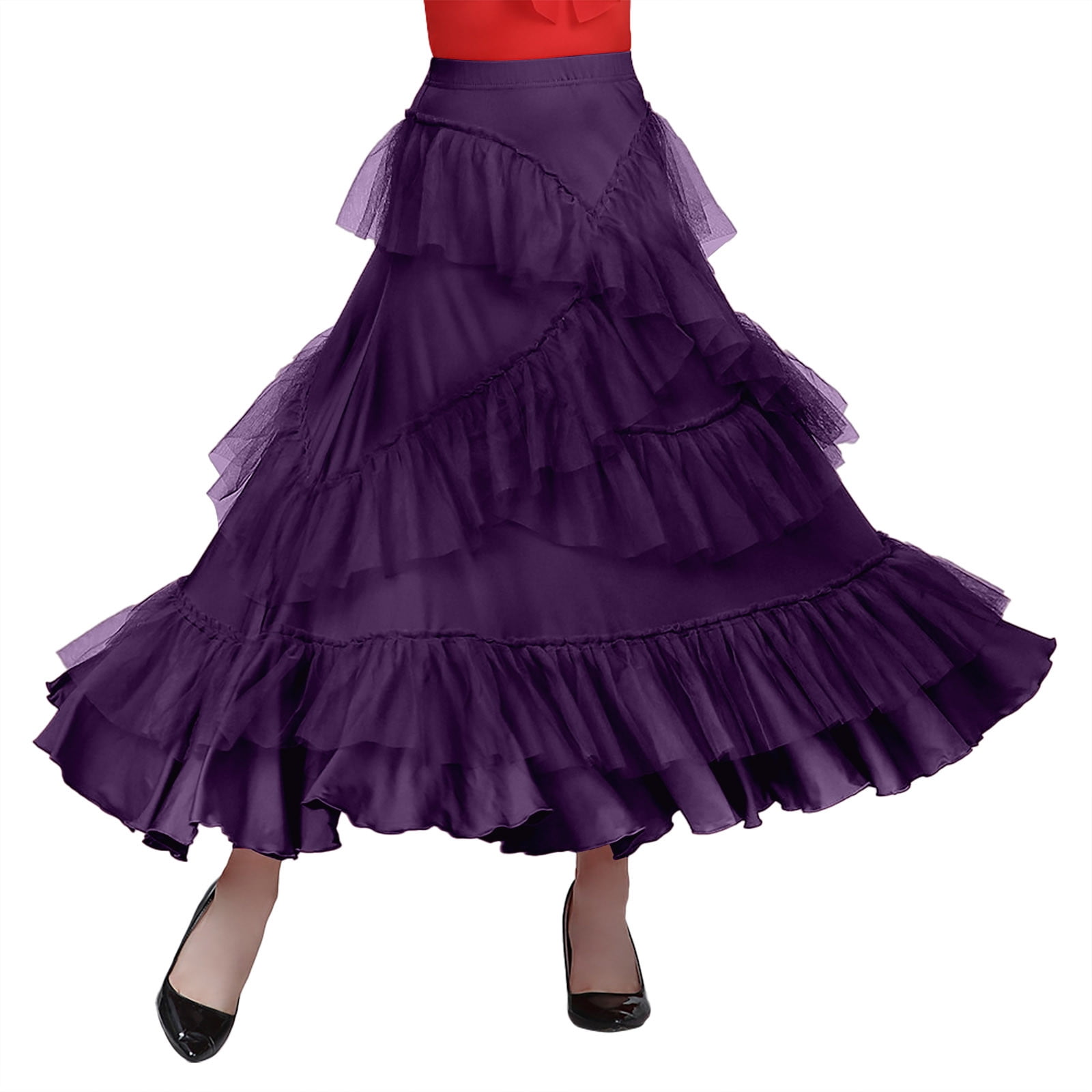 Ediodpoh Carnival Womens Skirts Modern Dance Skirt Ballroom Practice ...