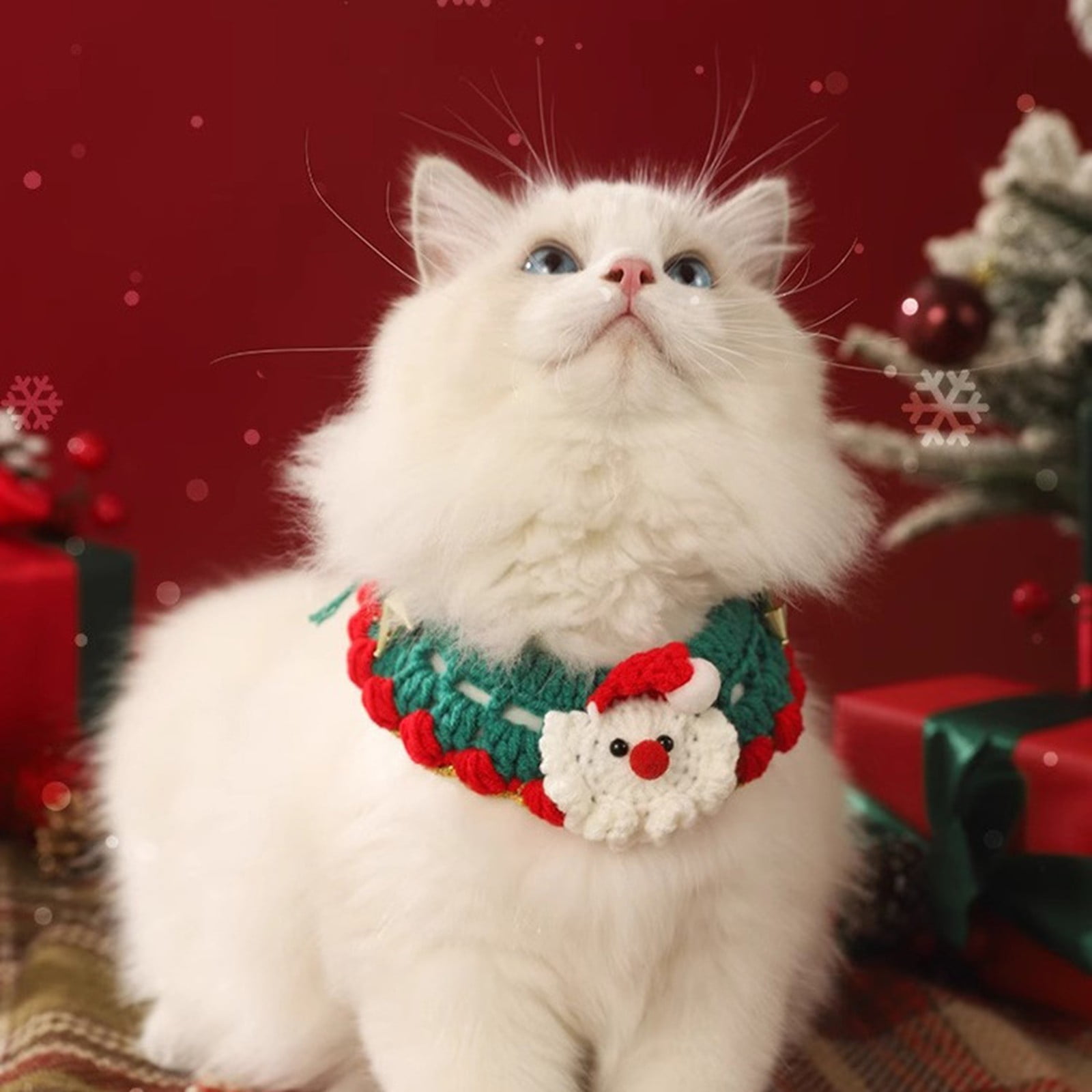 Ediodpoh Christmas Pet Collars for Cats and Dogs Crochet Cat Collars ...