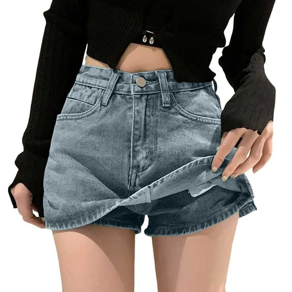 Ediodpoh Denim Mini Skirt Women's High Waist A Line Stretch Casual ...