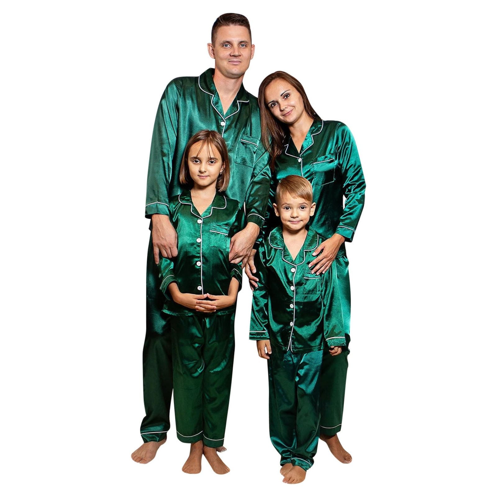 Ediodpoh Family Matching Pajamas Set Silk Satin Button Down Sleepwear ...