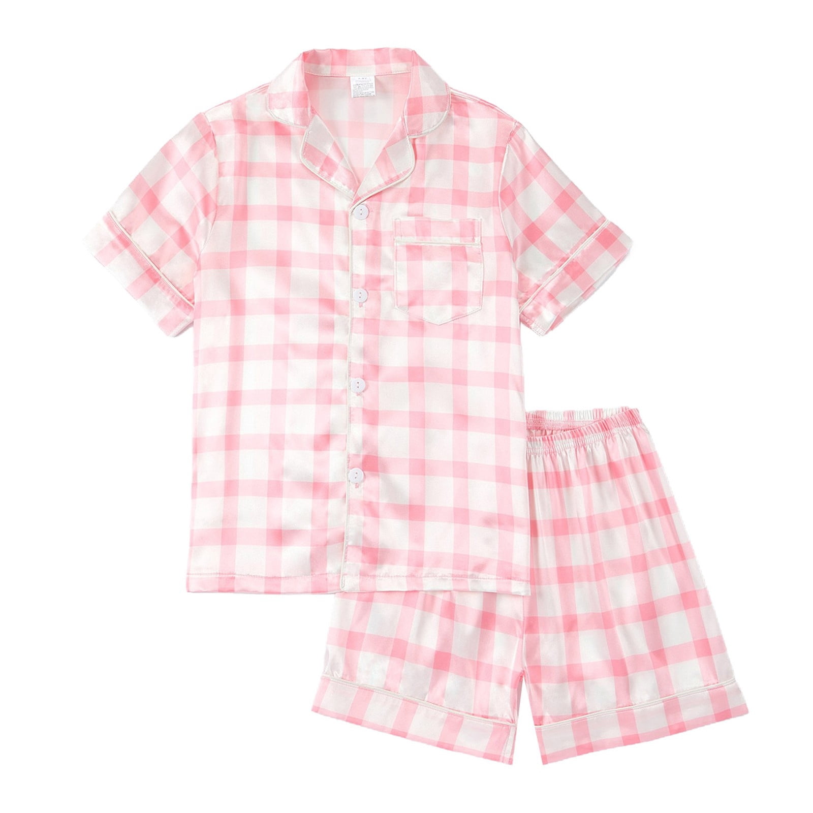 Ediodpoh Kids Pajamas Girls Satin Pajama Set Short Sleeve Top with ...
