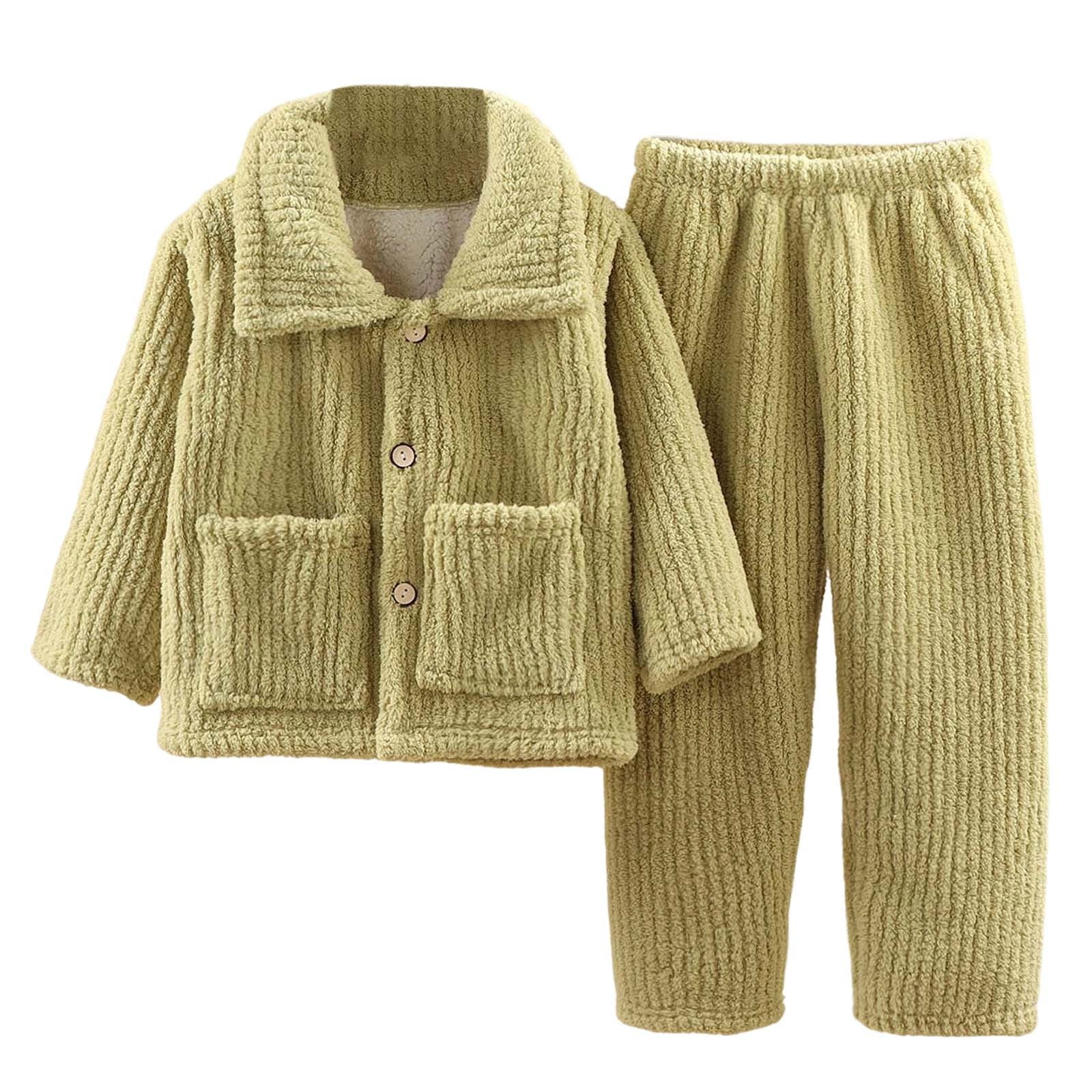 Ediodpoh Kids Pajamas Soft Winter Long Sleeve Flannel Pajama Set Cozy ...