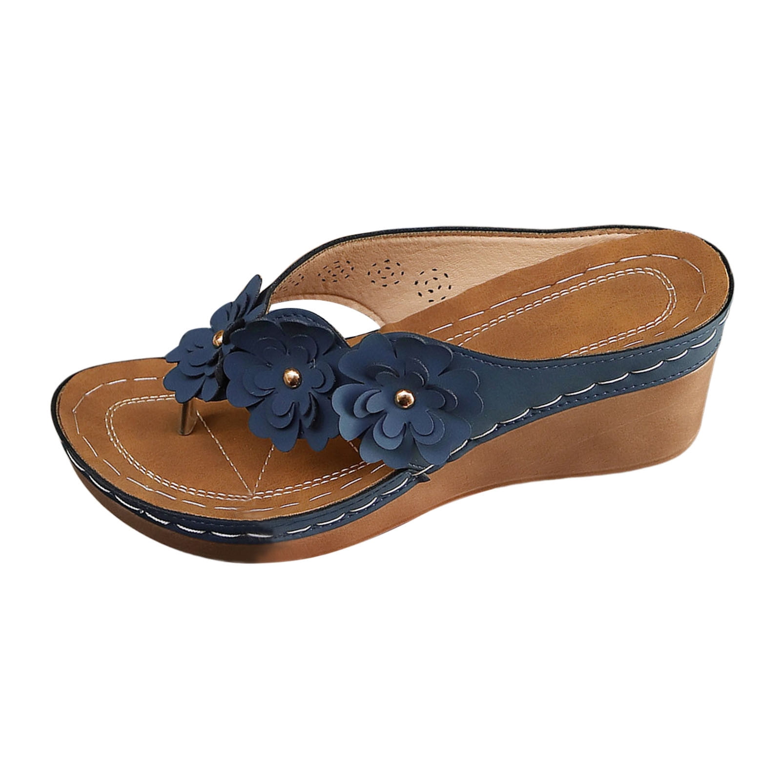 Ediodpoh Ladies Flower Sandal Slippers Summer Slope Heel Fish Mouth ...