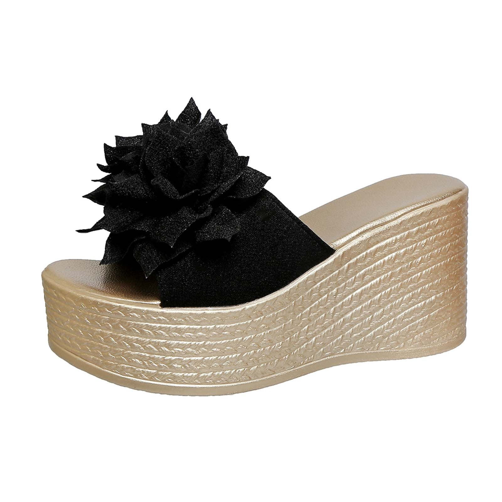 Ediodpoh Ladies Slippers Summer Fashion Slope Heel Thick Bottom Super ...
