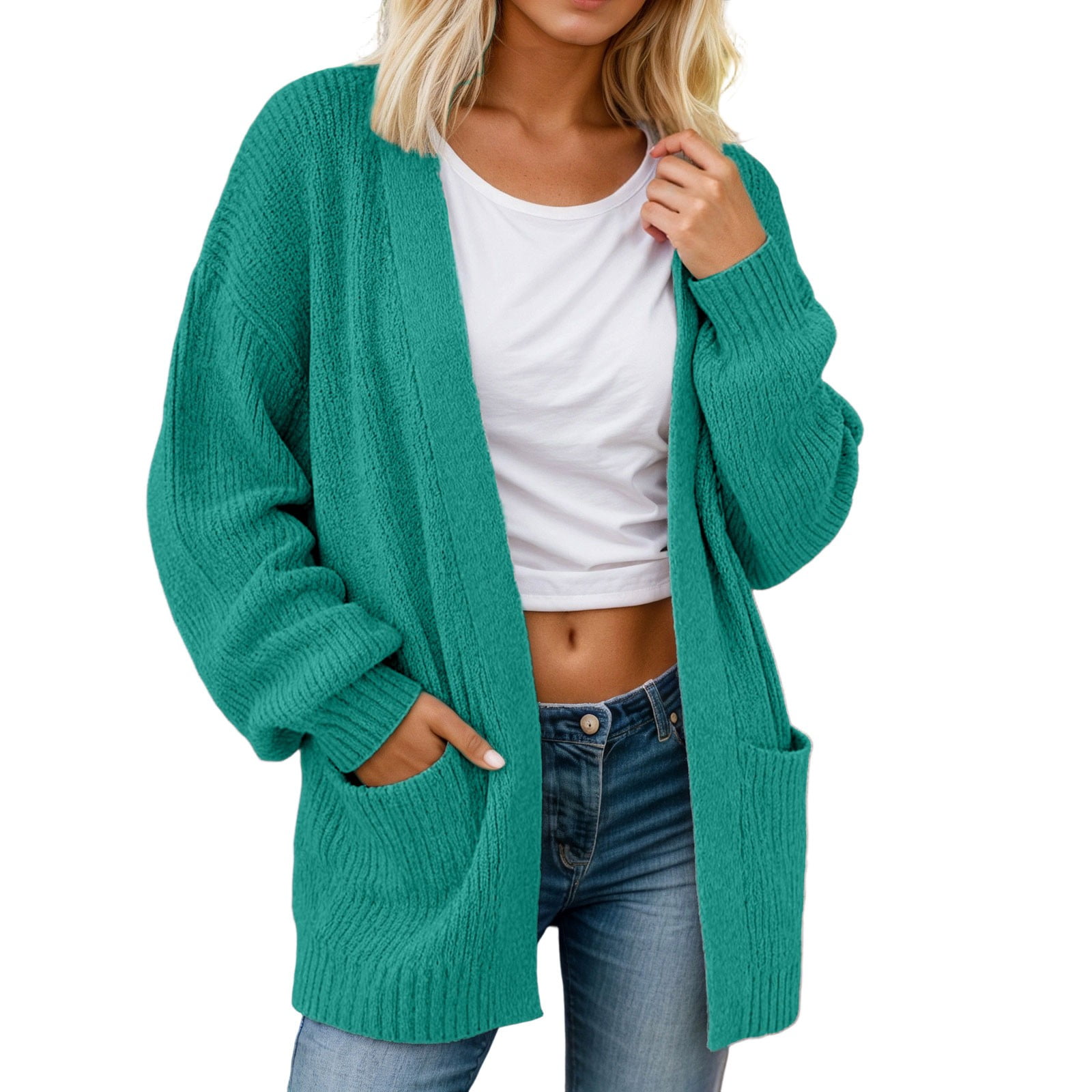Ediodpoh Long Cardigans for Women Loose Fit Open Front Knit Sweater ...