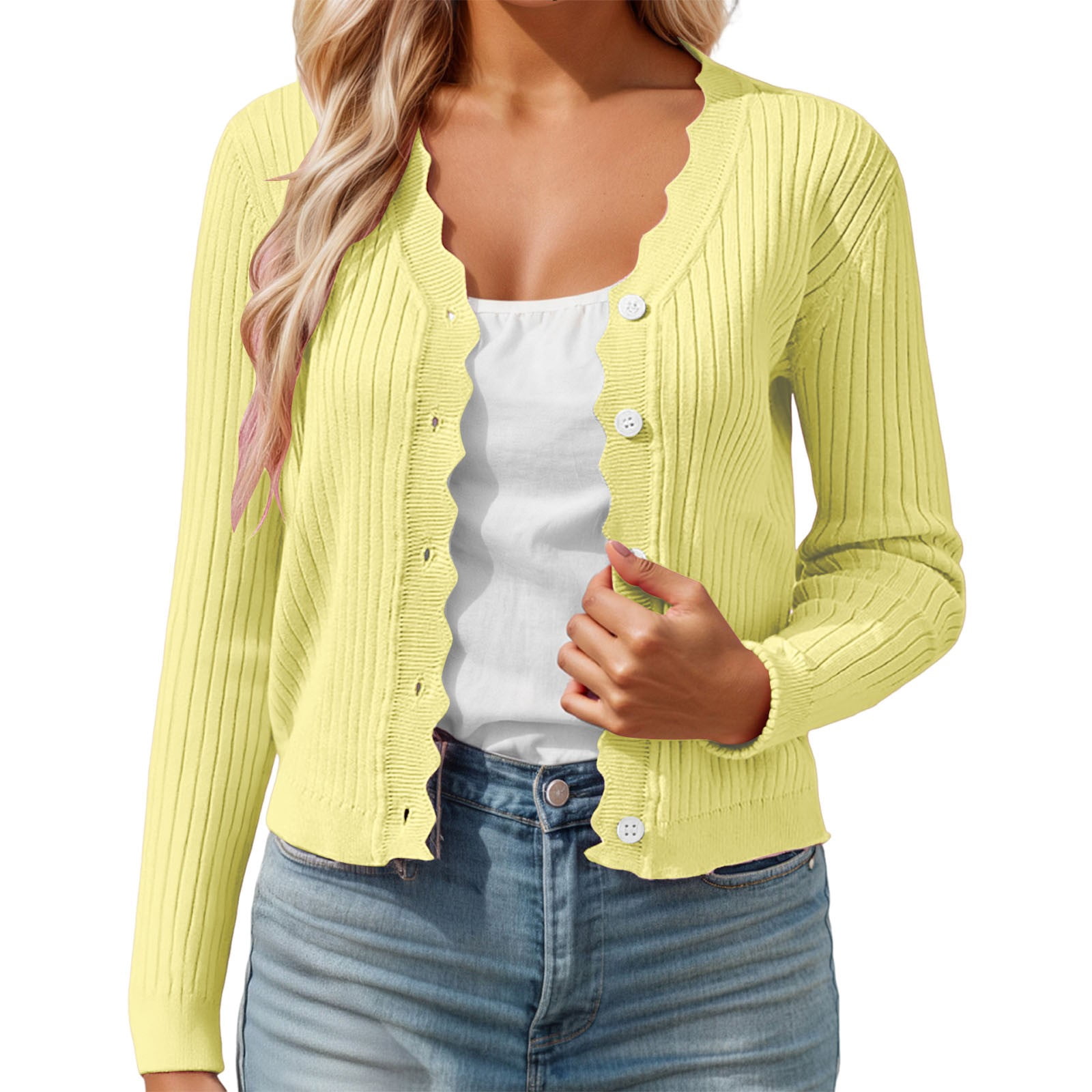 Ediodpoh Oktoberfest Womens Cardigan Stylish V Neck Design with Scallop ...