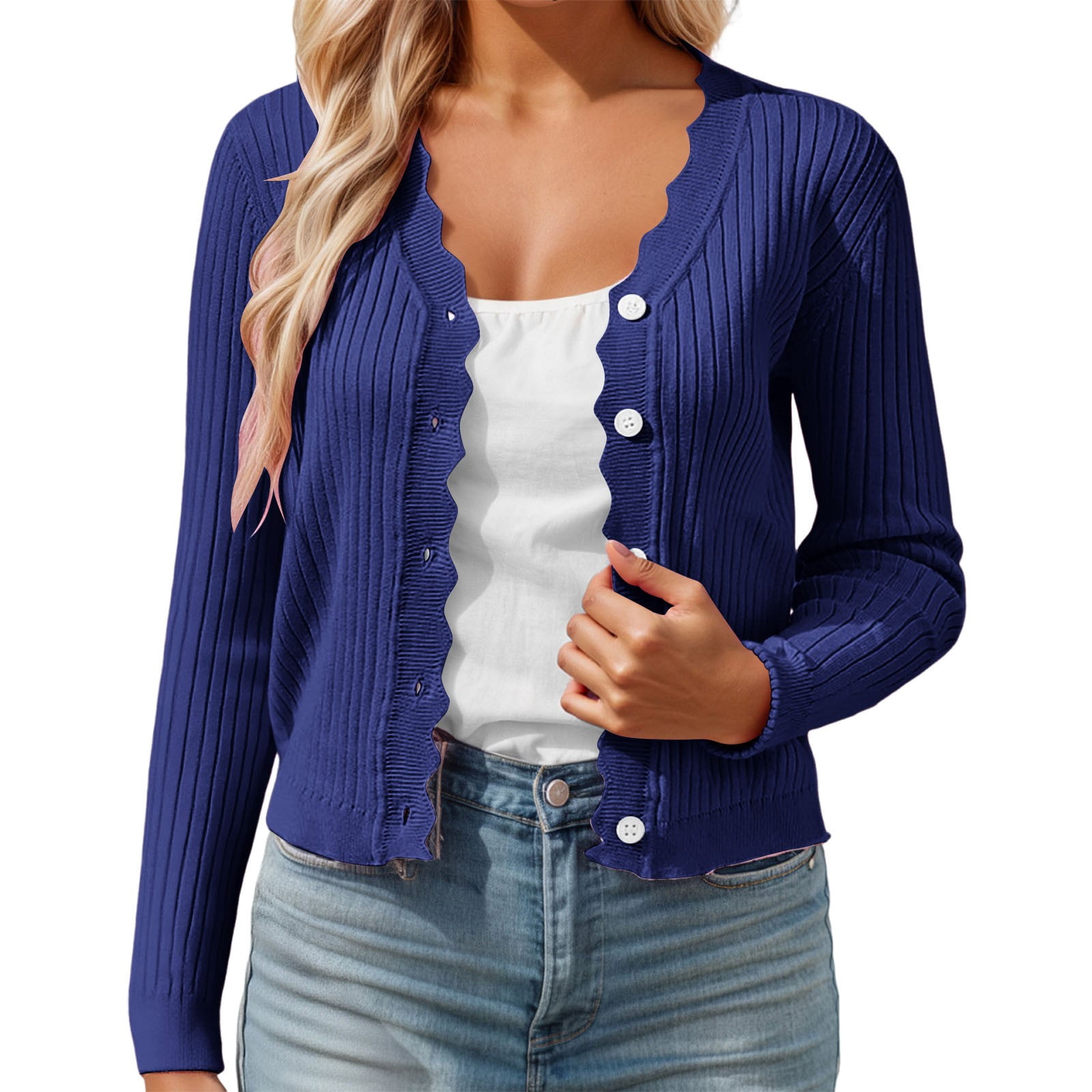 Ediodpoh Oktoberfest Womens Cardigan Stylish V Neck Design with Scallop ...