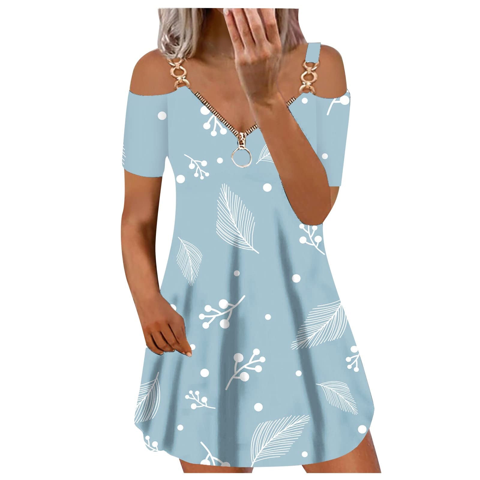 Ediodpoh Printed Cotton Imitation Off The Shoulder Dress Dresses For