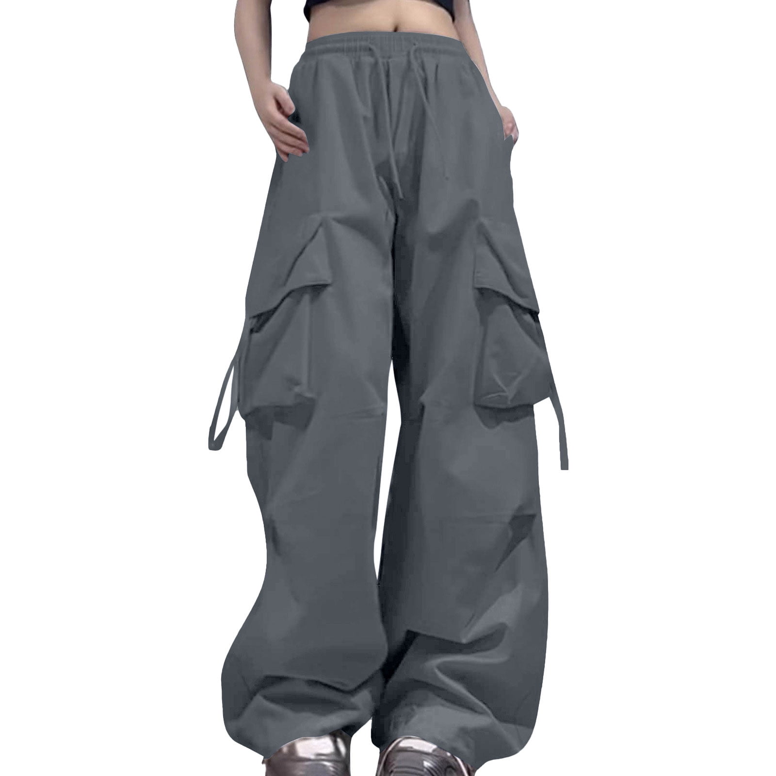 Ediodpoh Relaxed Fit Baggy Cargo Pants High Waist Zipper Slim ...