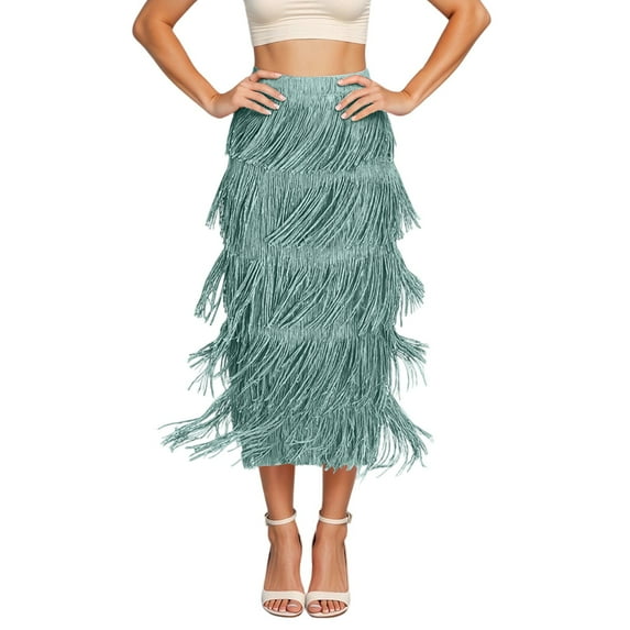 Ediodpoh Skirts for Women Fashion Flowy Fringe Skirt Comfortable Slim ...