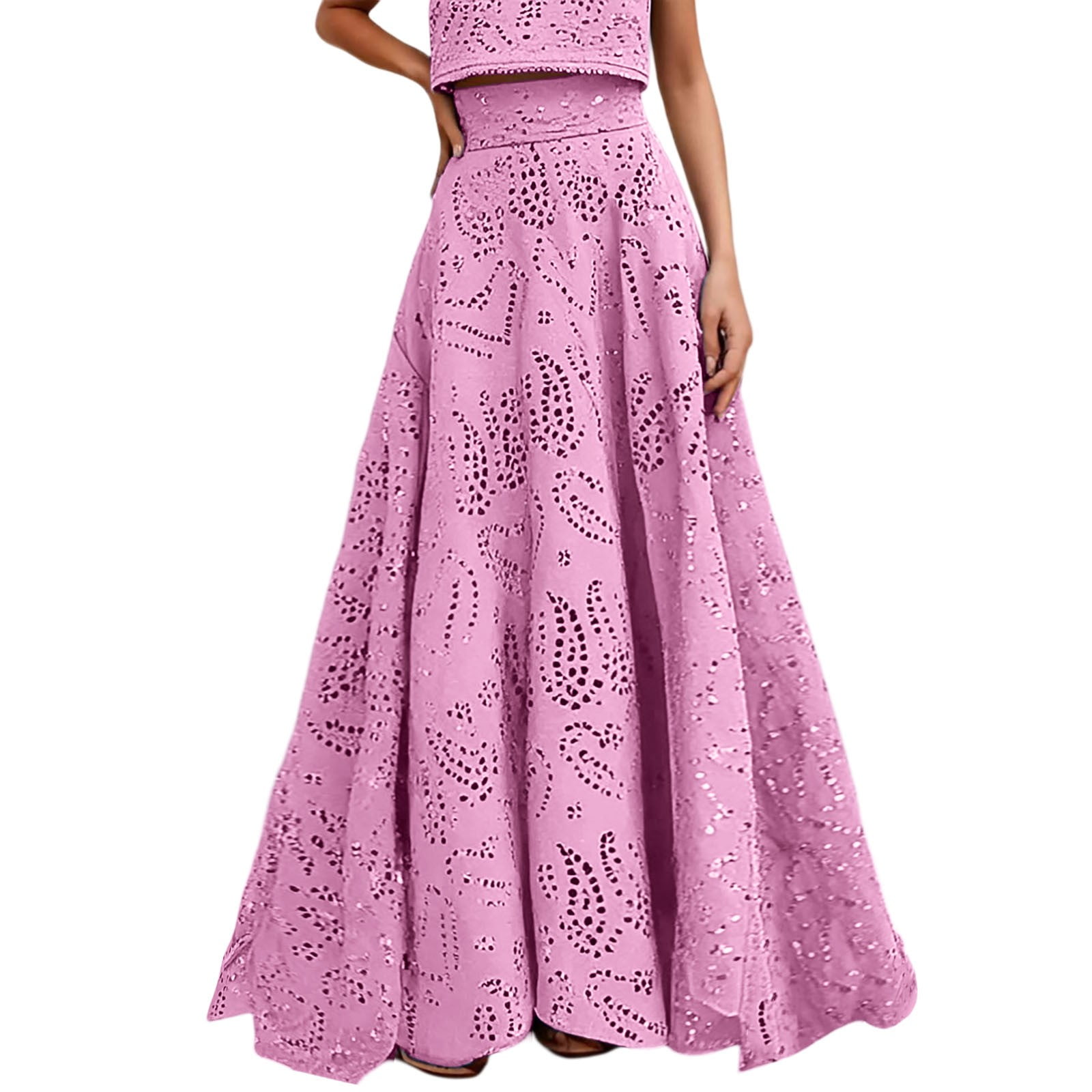 Ediodpoh Skirts for Women Women's Floral Print Hollow Out Skirt Summer ...