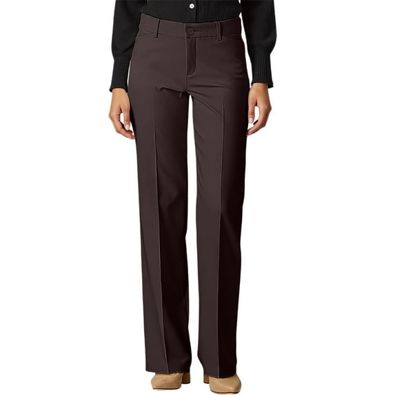 Ediodpoh Solid Comfort with Flex Motion High Waist Fashion Straight Leg ...