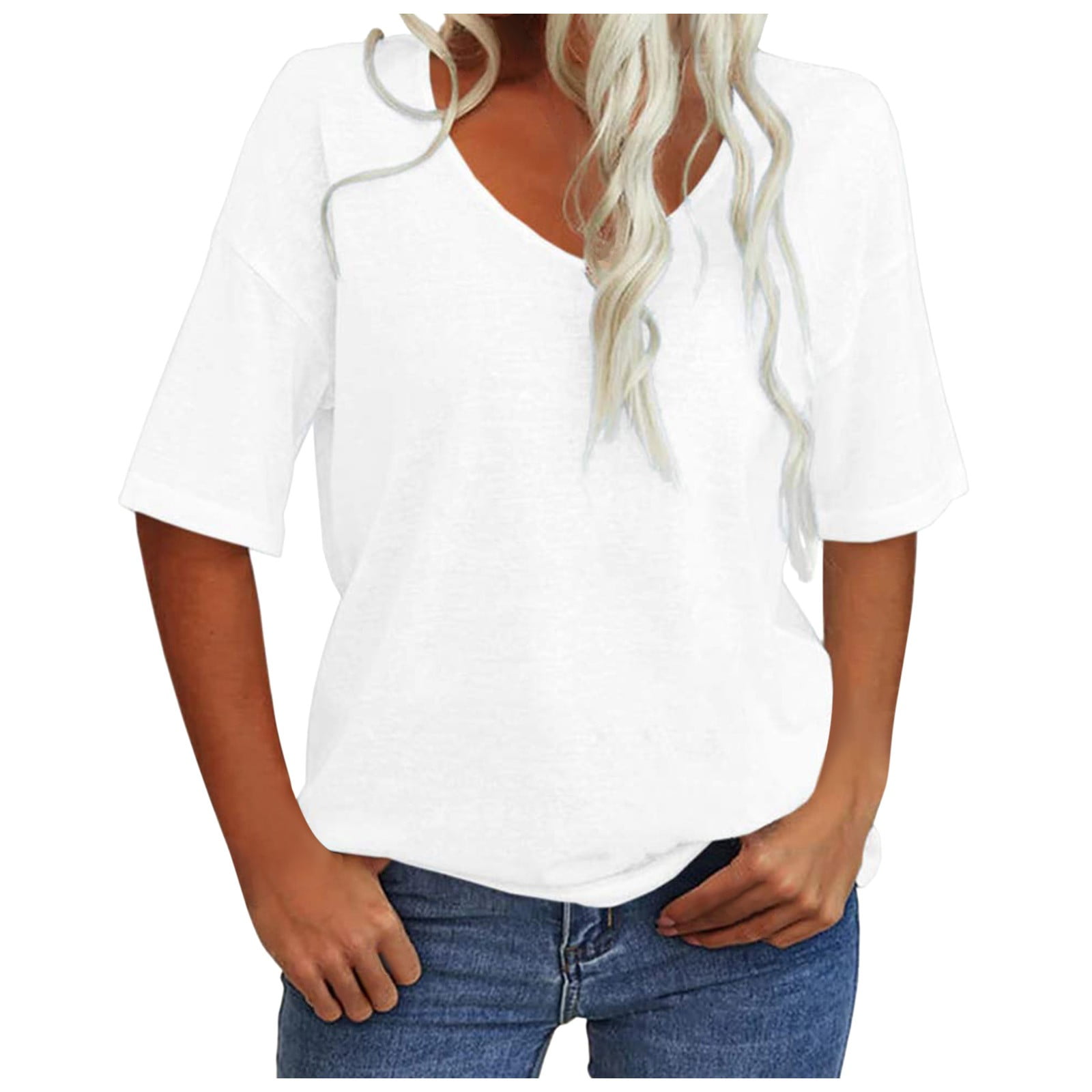 Ediodpoh Summer Womens T Shirts Short Sleeve Printed Shirts Casual ...
