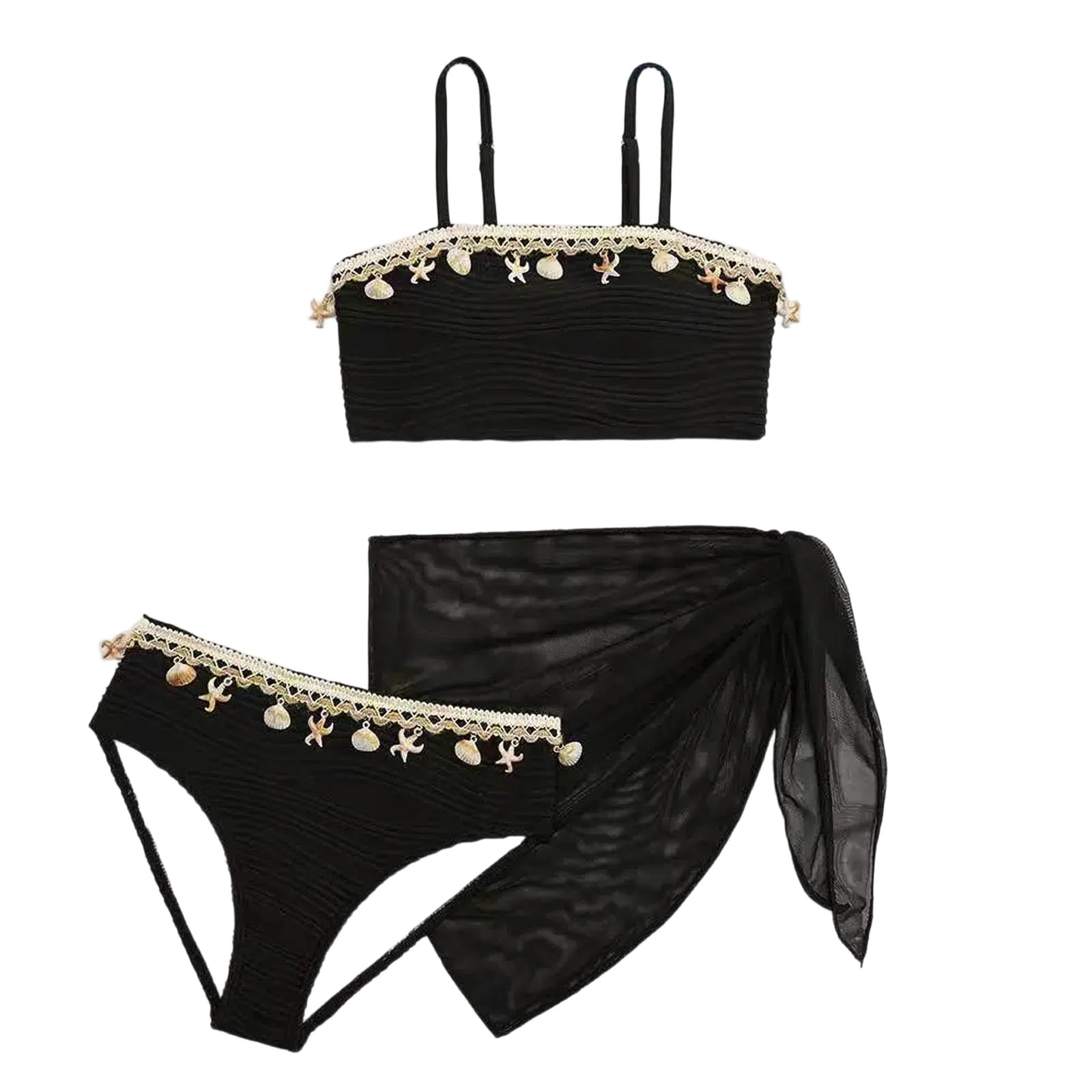 Ediodpoh Tankini for Girls Two Piece Bikini Swimsuit Solid Color ...