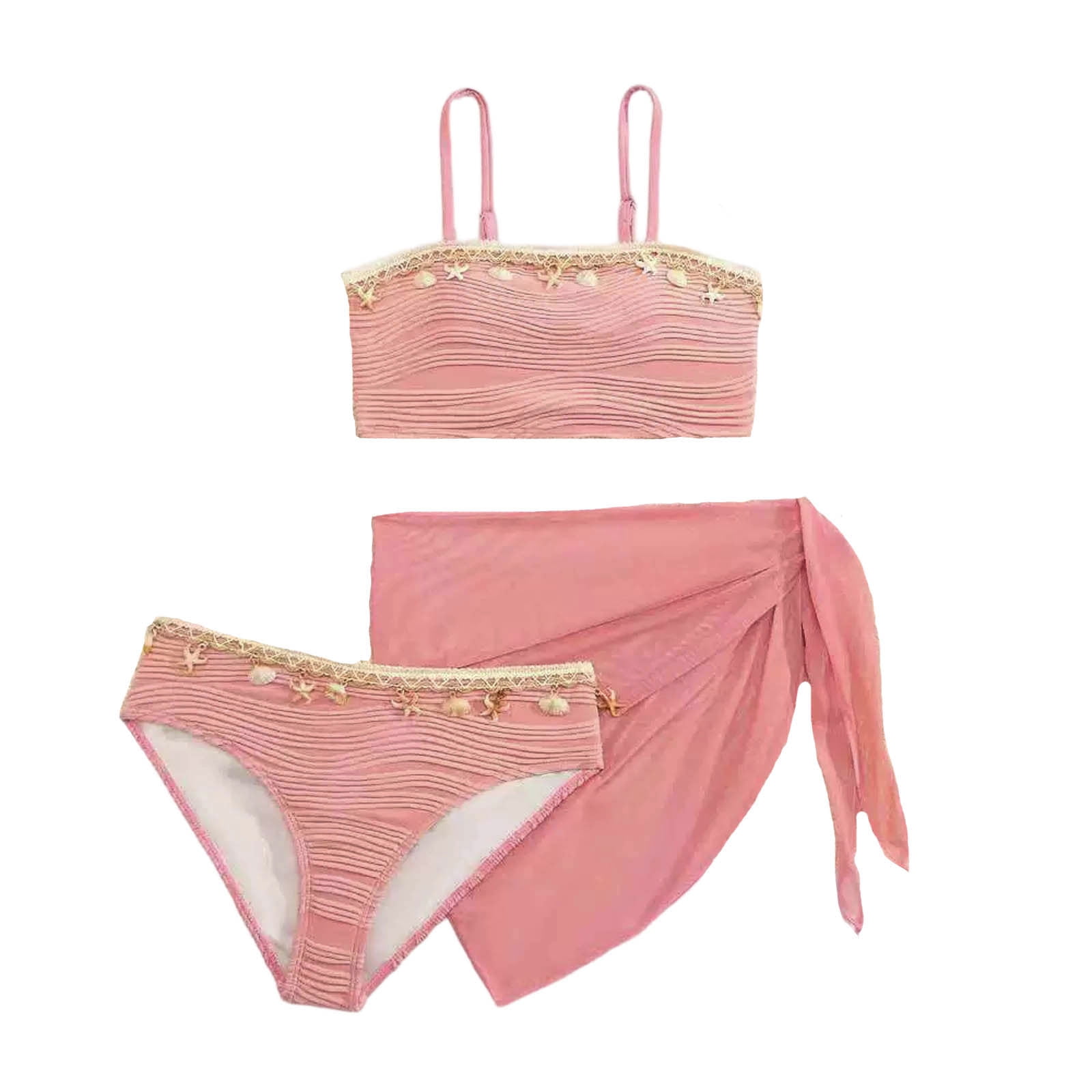 Ediodpoh Tankini for Girls Two Piece Bikini Swimsuit Solid Color ...