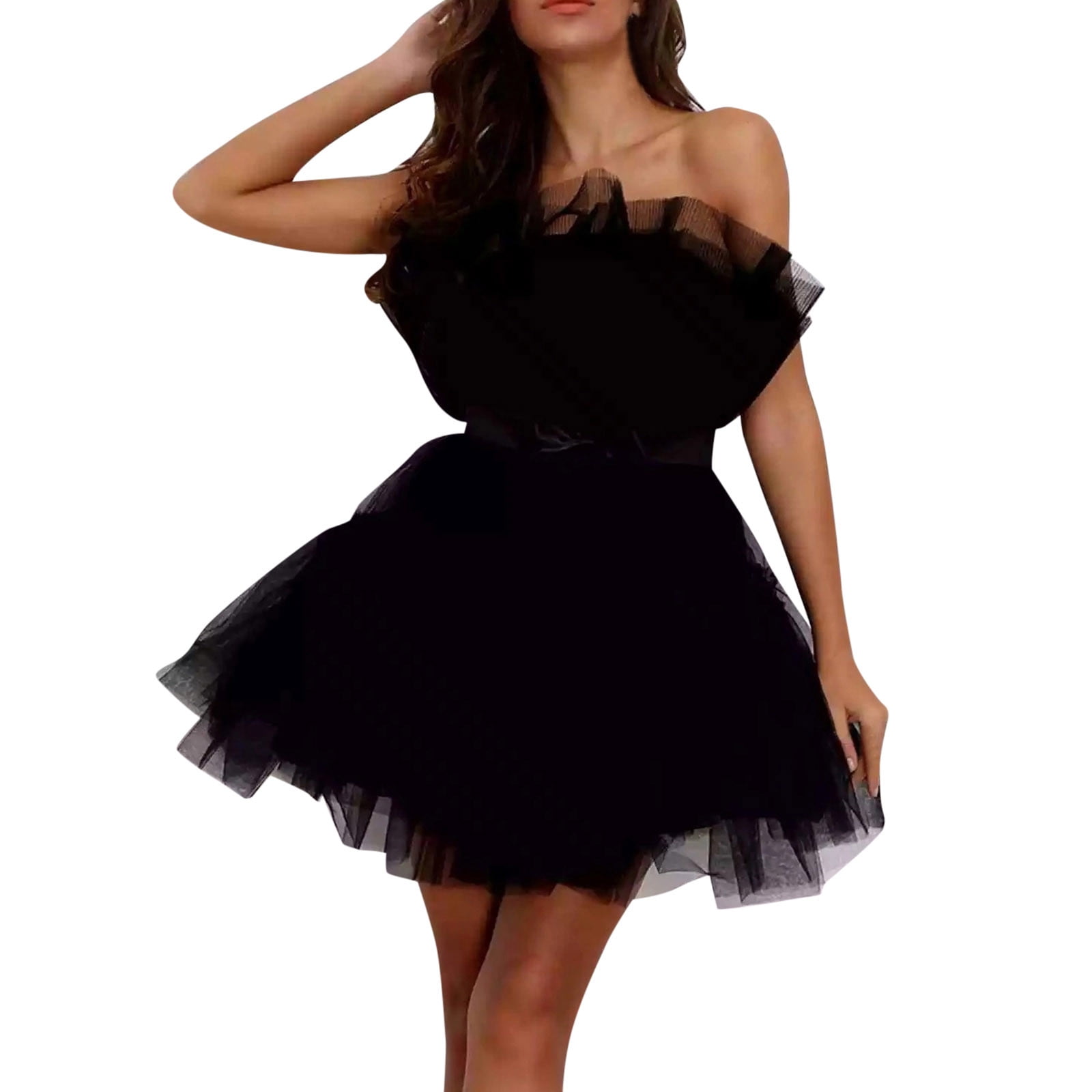 Ediodpoh Tulle Dress Women off Shoulder Short Puffy Prom Dresses ...