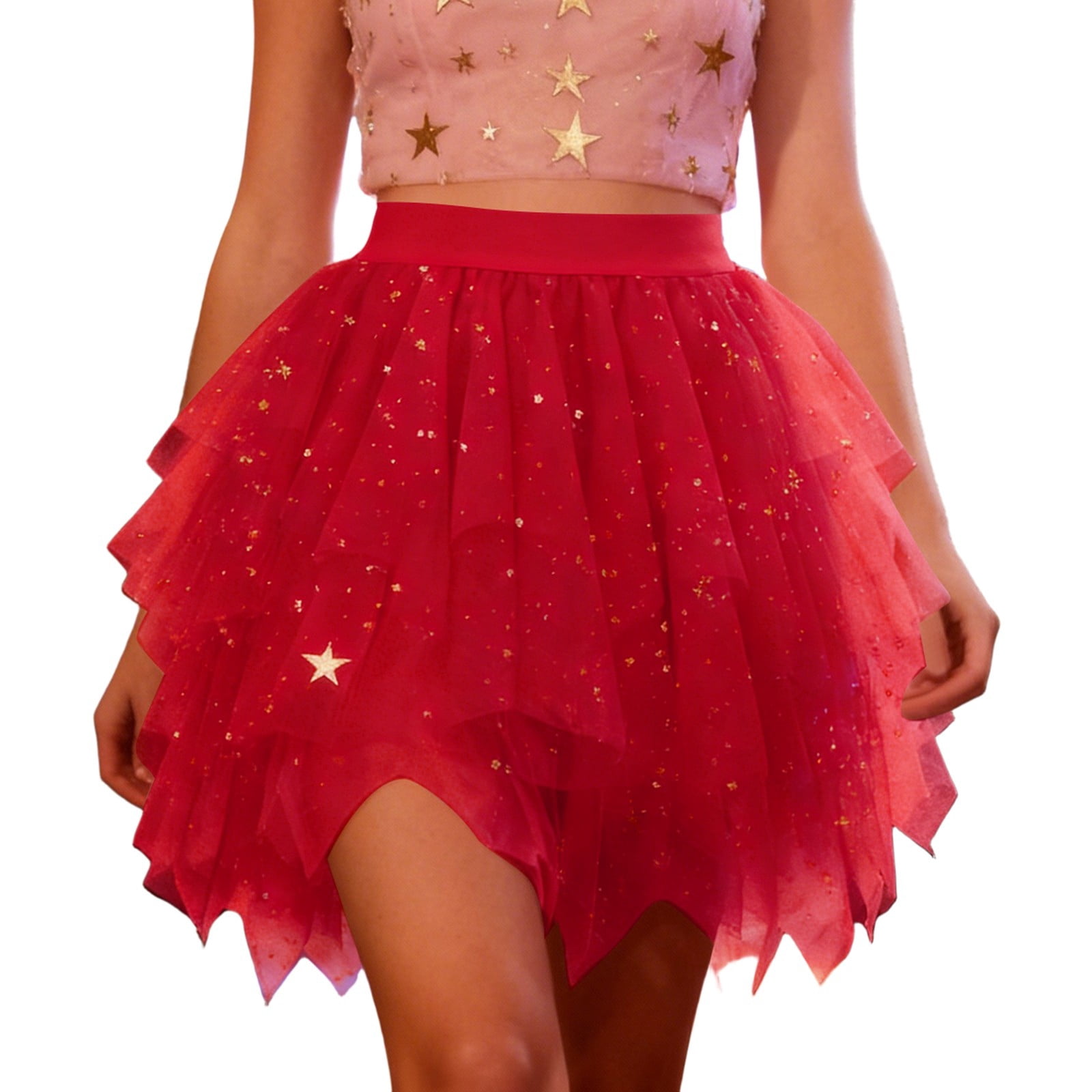 Ediodpoh Tutu Skirt Gold Sequin Glitter Midi Tiered Flared A Line Dance ...