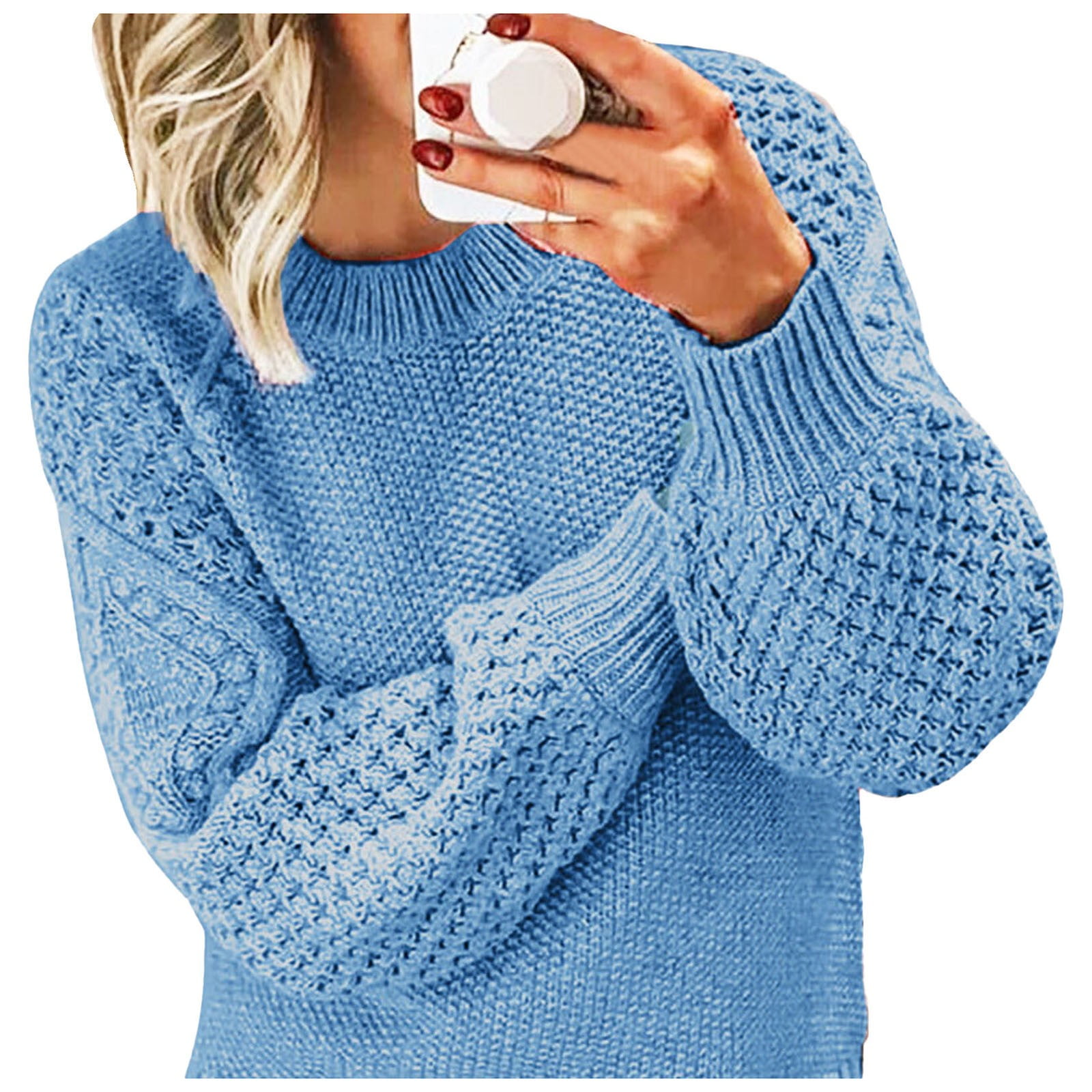 Ediodpoh Women Casual Solid Color Thickened Warm Sweater Patchwork O ...