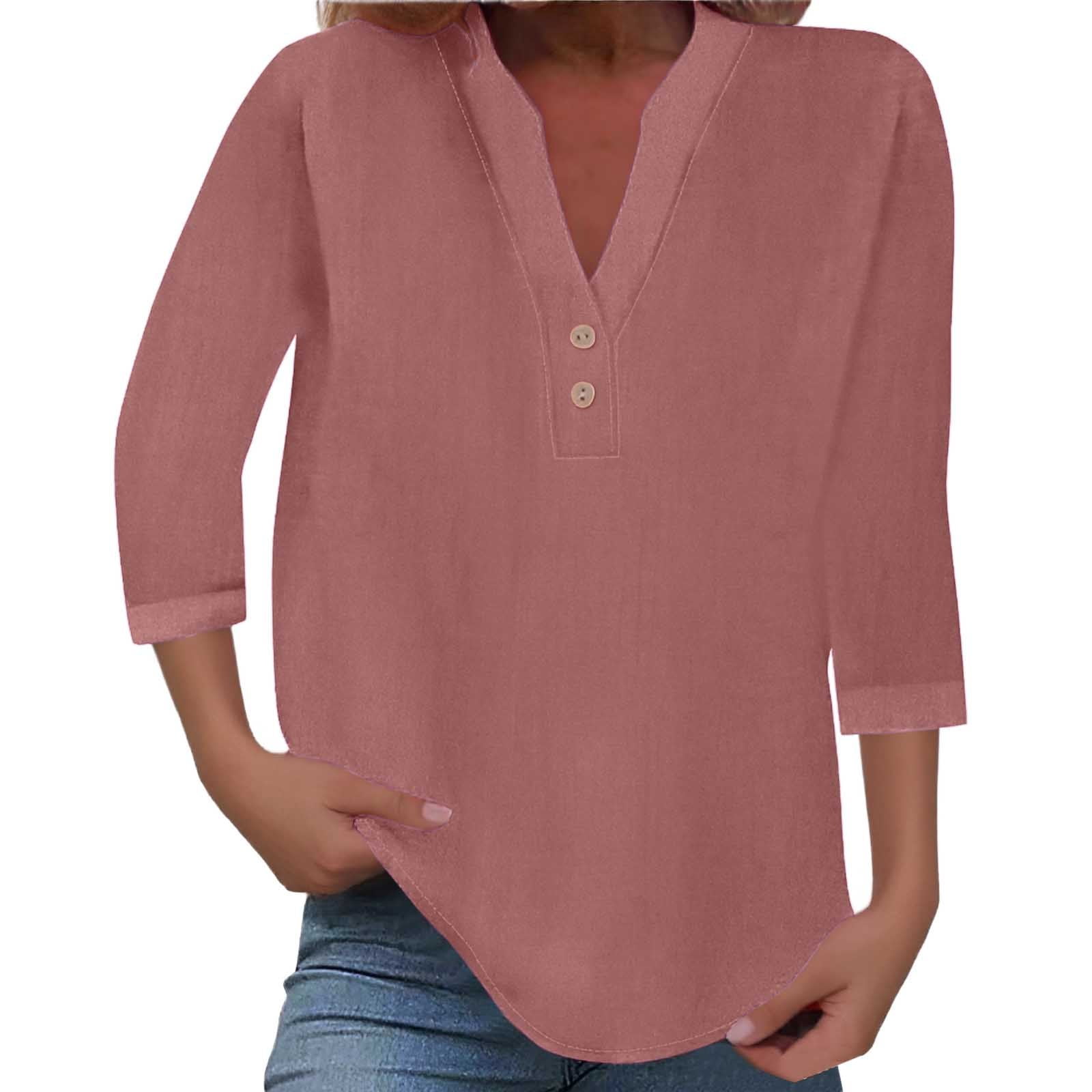 Ediodpoh Women Fashion V Neck Point Sleeve Button Casual Comfortable ...