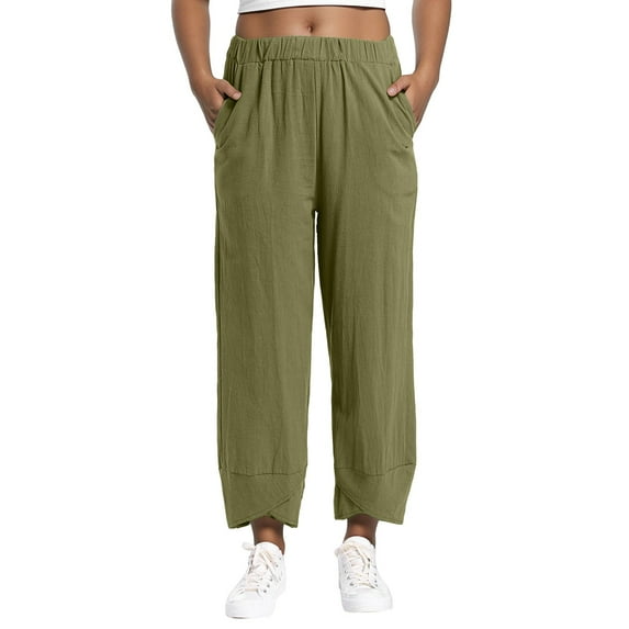 Ediodpoh Women Loose Straight Leg High Waist Casual Solid Color Long ...